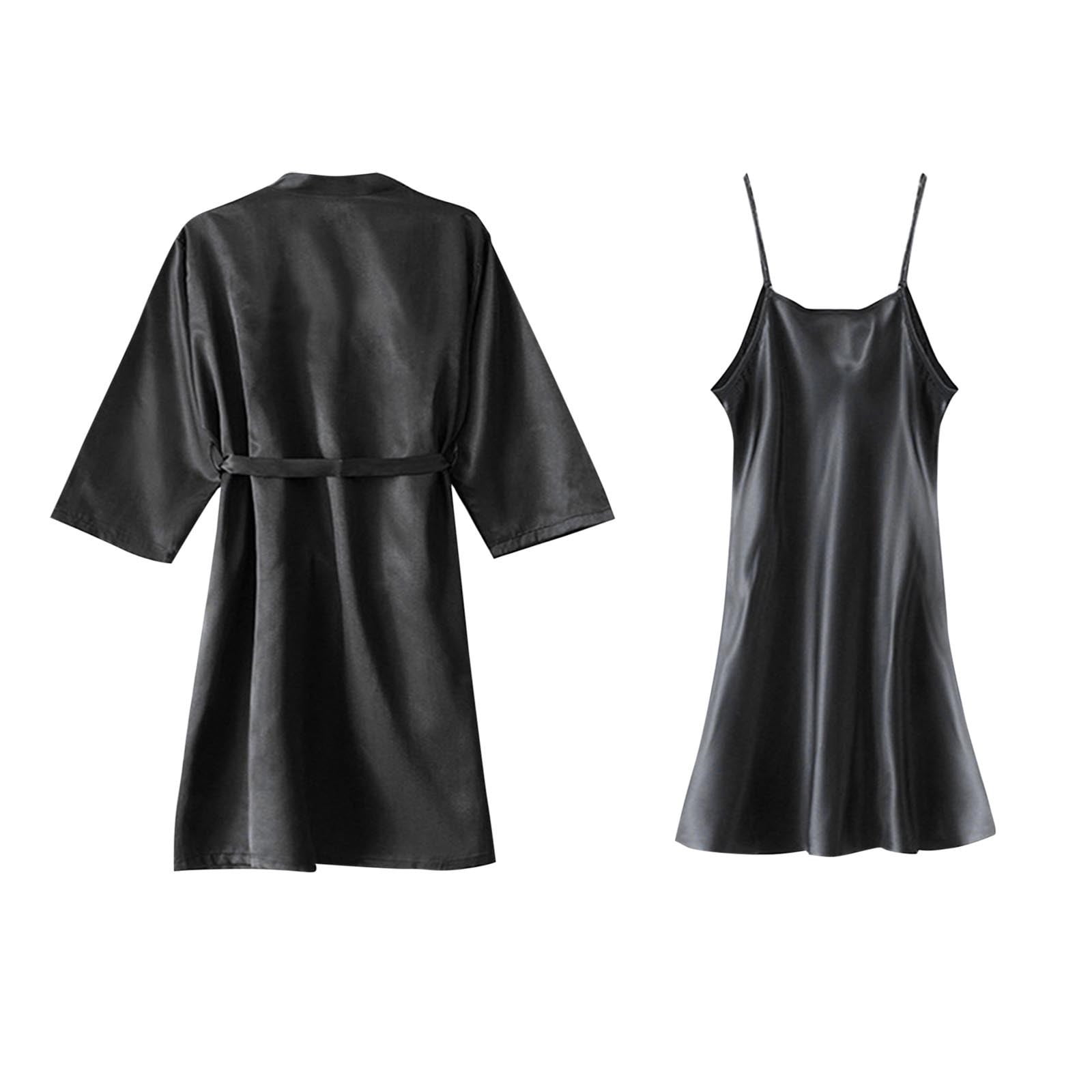 Agkizg Plus Size Women's Silk Satin Bathrobe,Long Robes for Women's ...