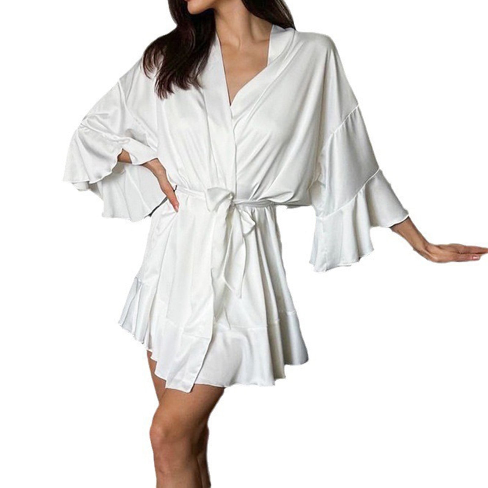 Agkizg Plus Size Women's Silk Satin Bathrobe,Long Robes for Women's ...