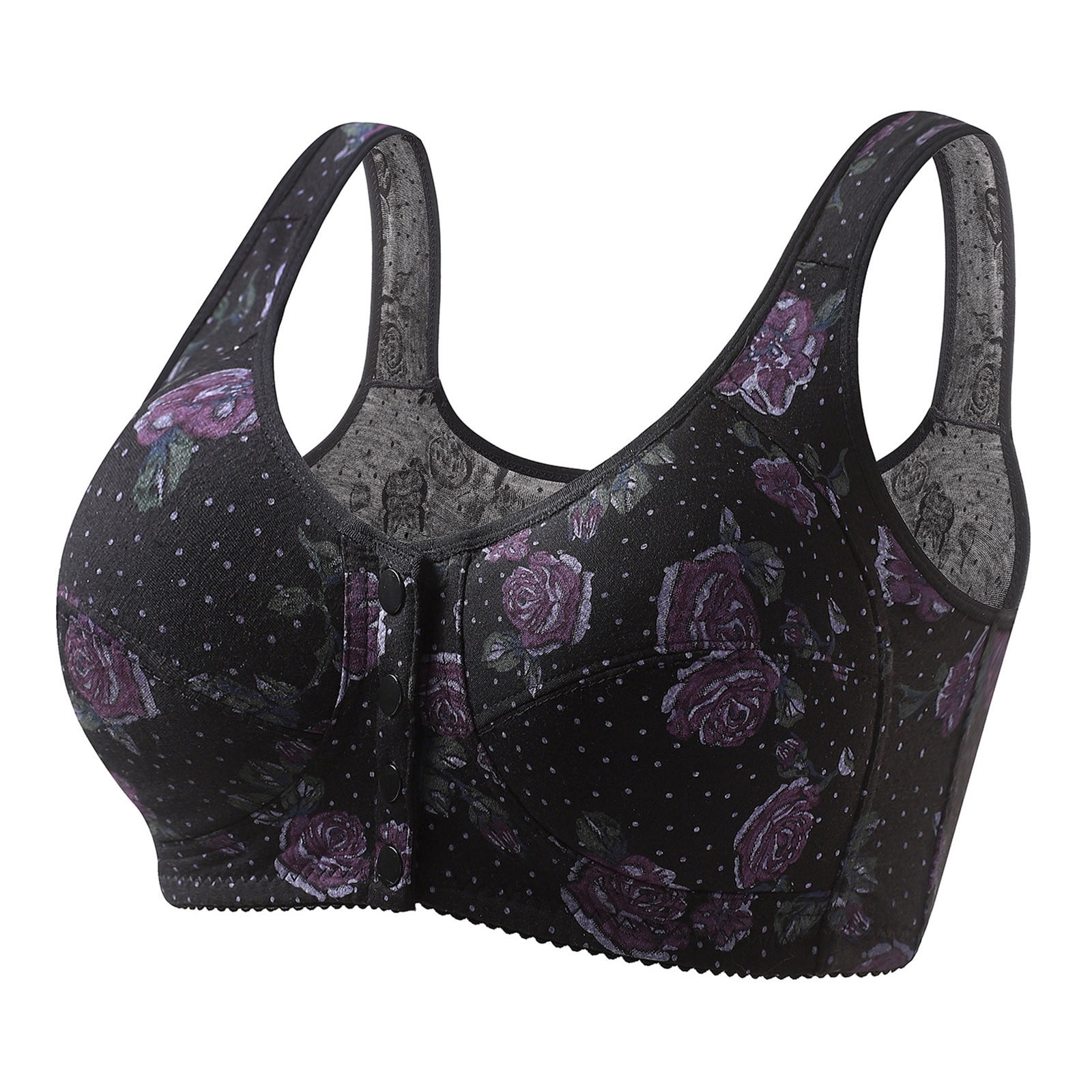 Agkizg Printed Front Open Wireless Daily Bra,Push Up Breathable ...