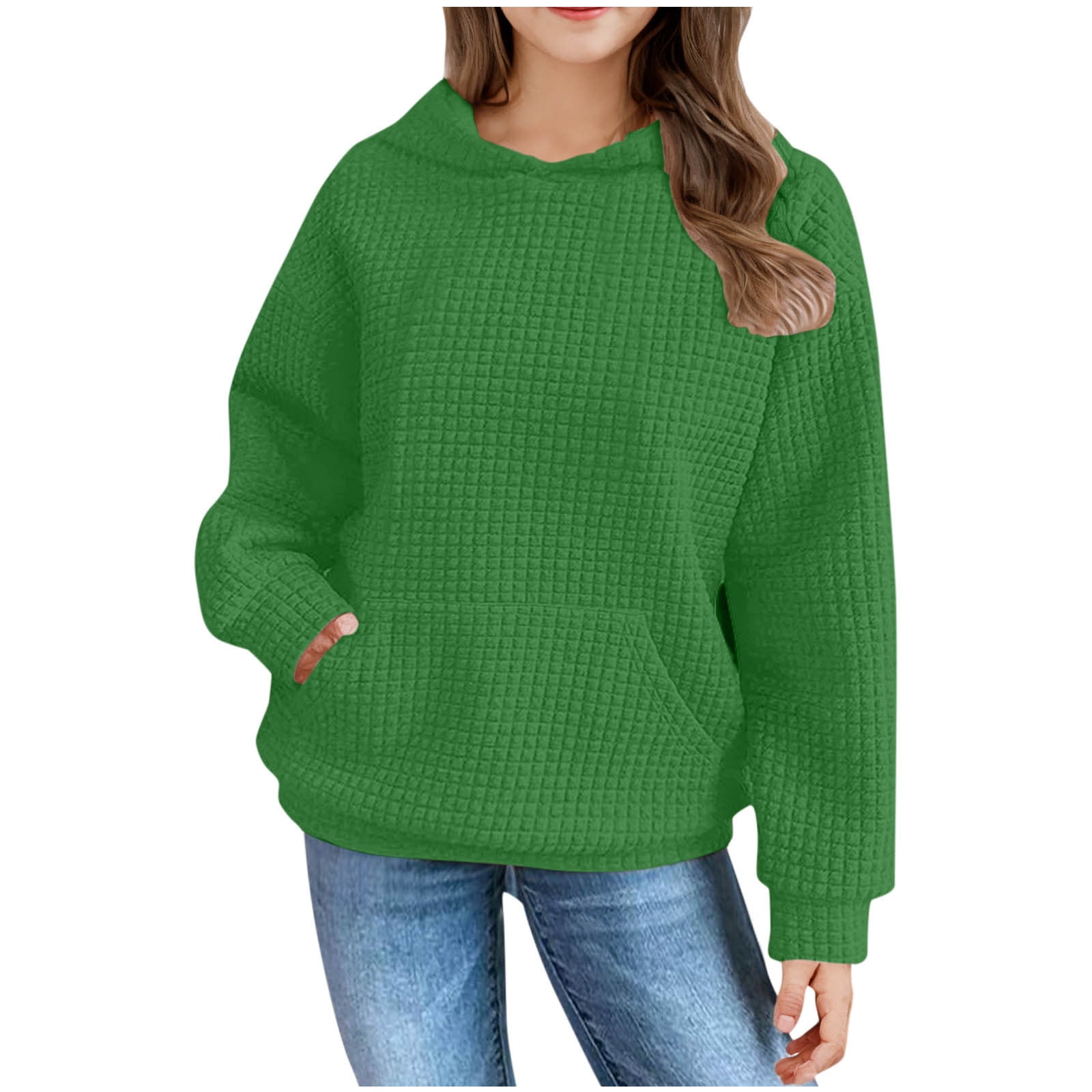 Agkizg Summer Girls Casual Tops Fashion Long Sleeve Sweatshirts Round ...