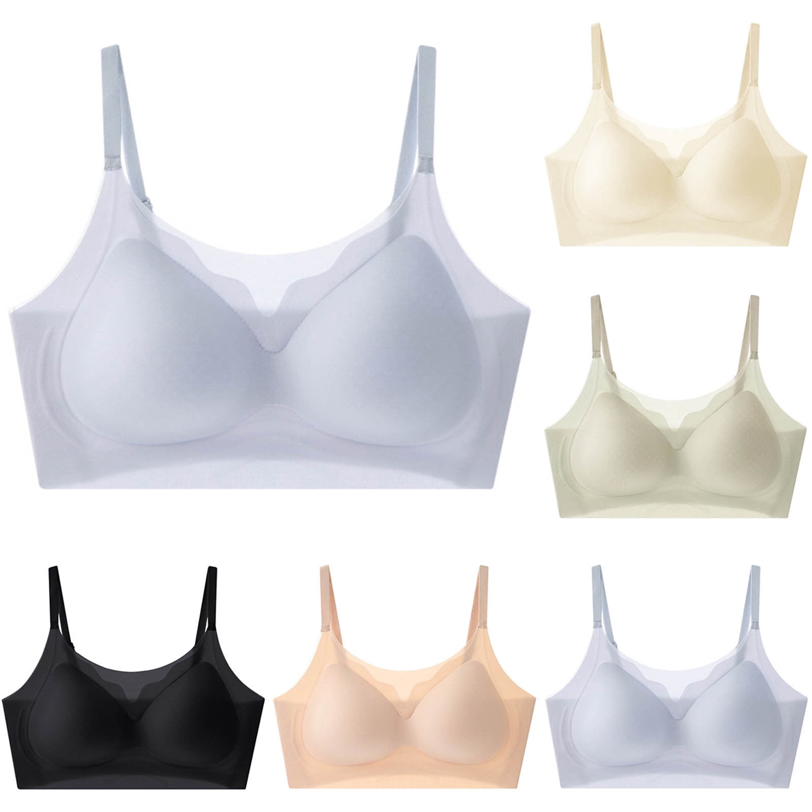 Agkizg T‑Shirt Bras for Women Push Up Solid Color Seamless Mesh ...