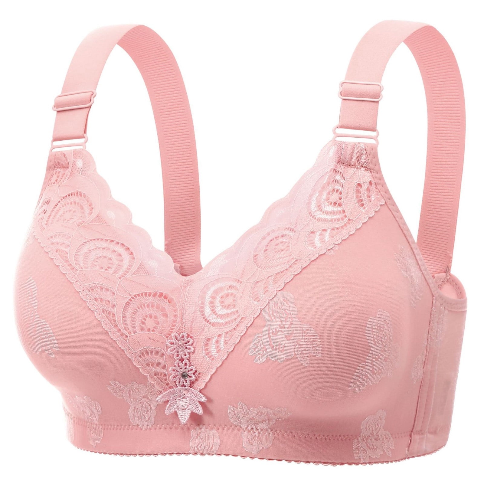 Agkizg Thin Wireless Lace Patchwork Bra,Wide Strap Push Up Daily Bra ...