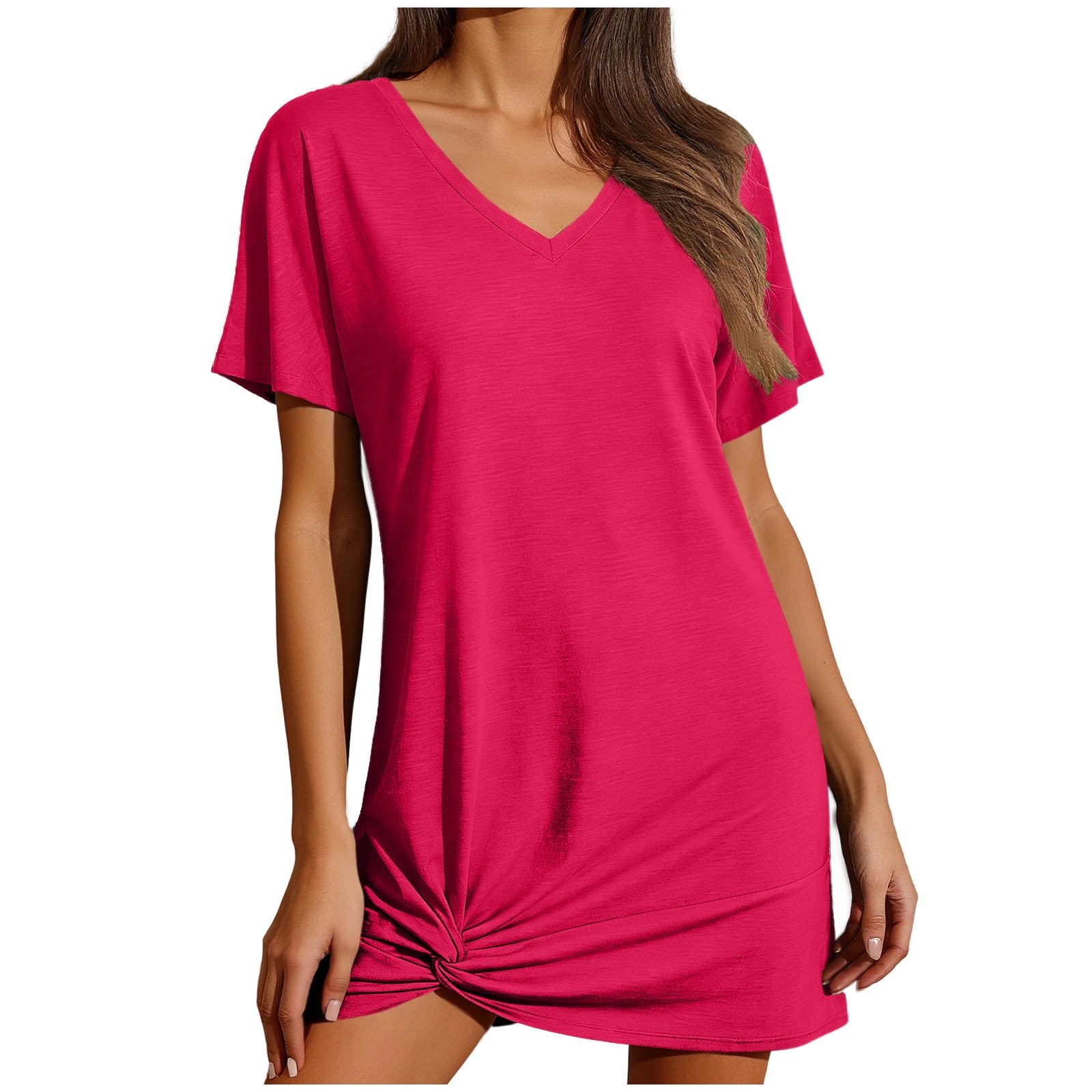 Agkizg V-Neck Short Sleeve Swim Cover Up Beach Vacation Sheer Bathing ...