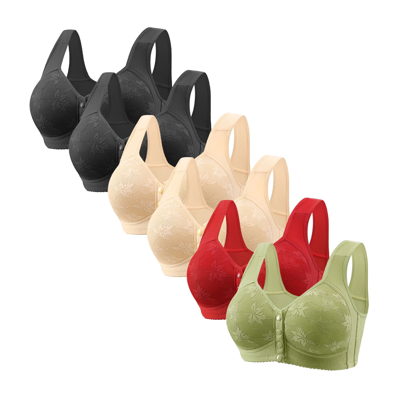 Agkizg Wireless Front Closure Push Up Bra Thin Cup Bandeau Plus Size ...