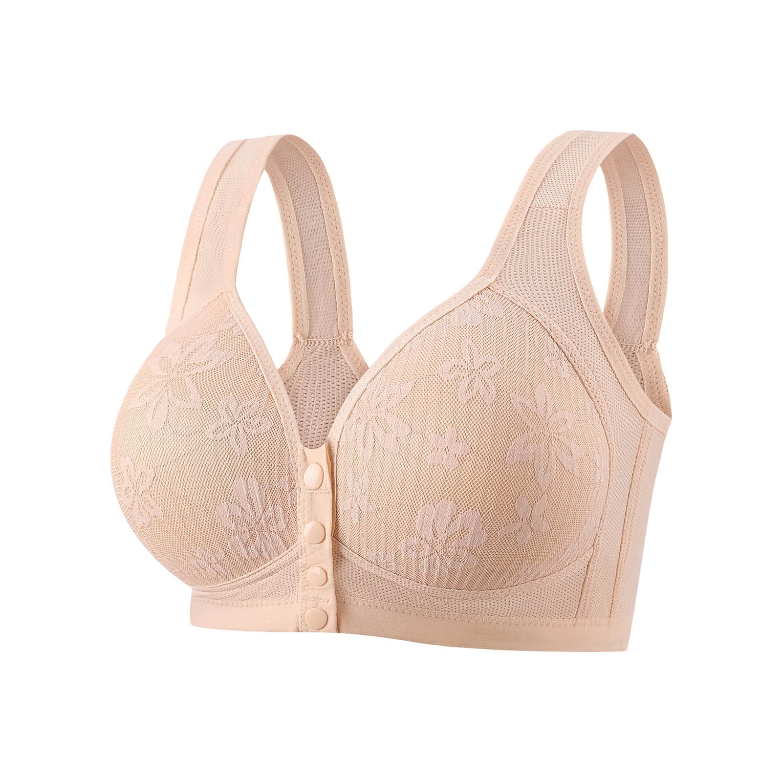 Agkizg Women's Front Closure Bra Wireless Push Up Lace Unlined Daily ...