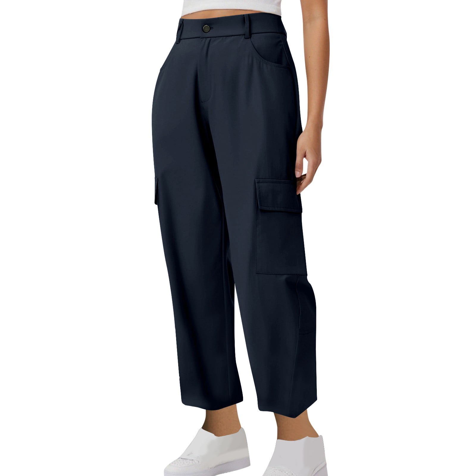 Agkizg Women's Pants Cargo Pants Full Length Mid Waist Casual Daily ...