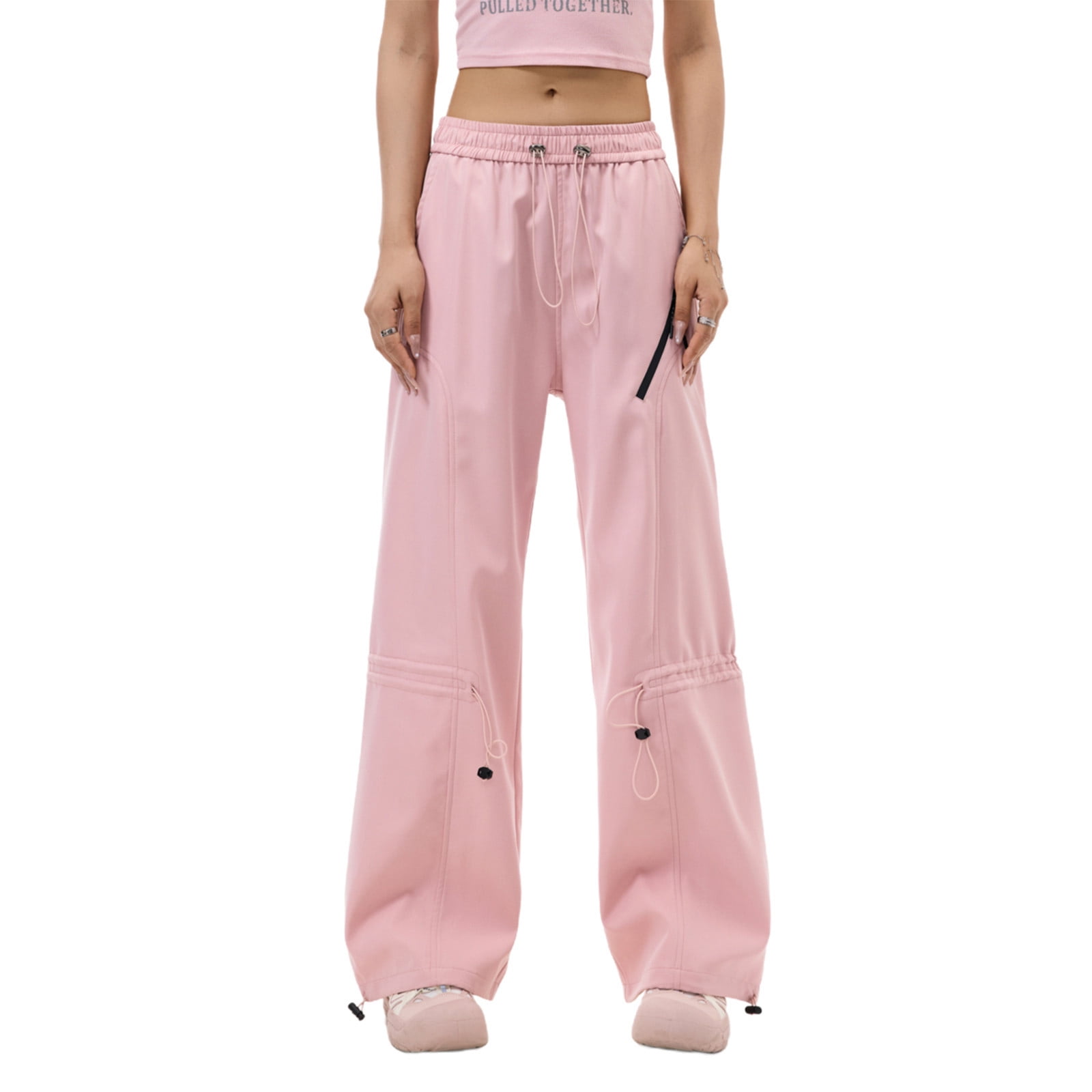 Agkizg Women's Pants Solid Color Full Length Drawstring Casual Daily ...