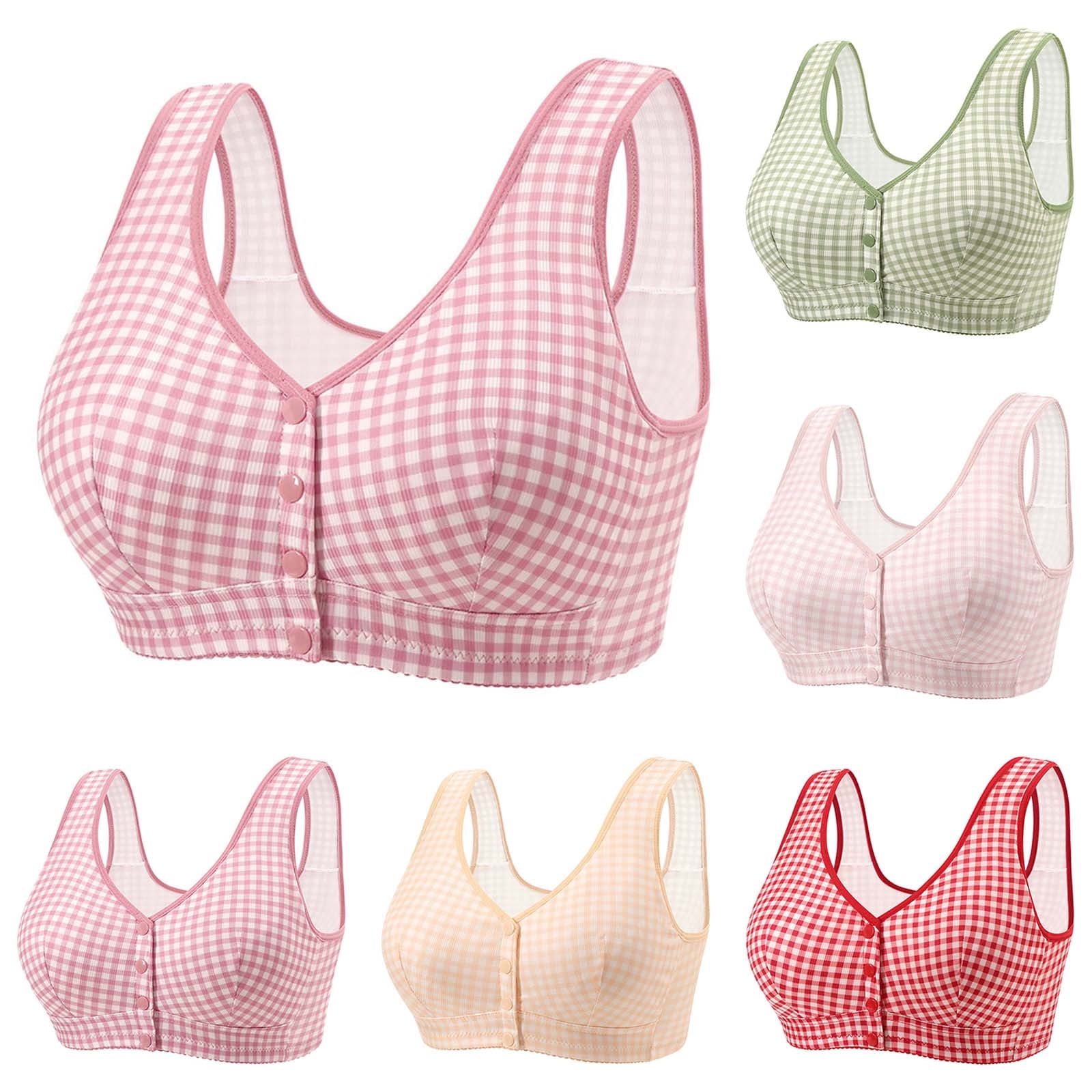 Agkizg Women's Plus Size Front Closure Bra Wireless Push Up Breathable ...