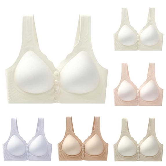 Agkizg Women's Plus Size Front Closure Bra Wireless Push Up Fixed Cups ...