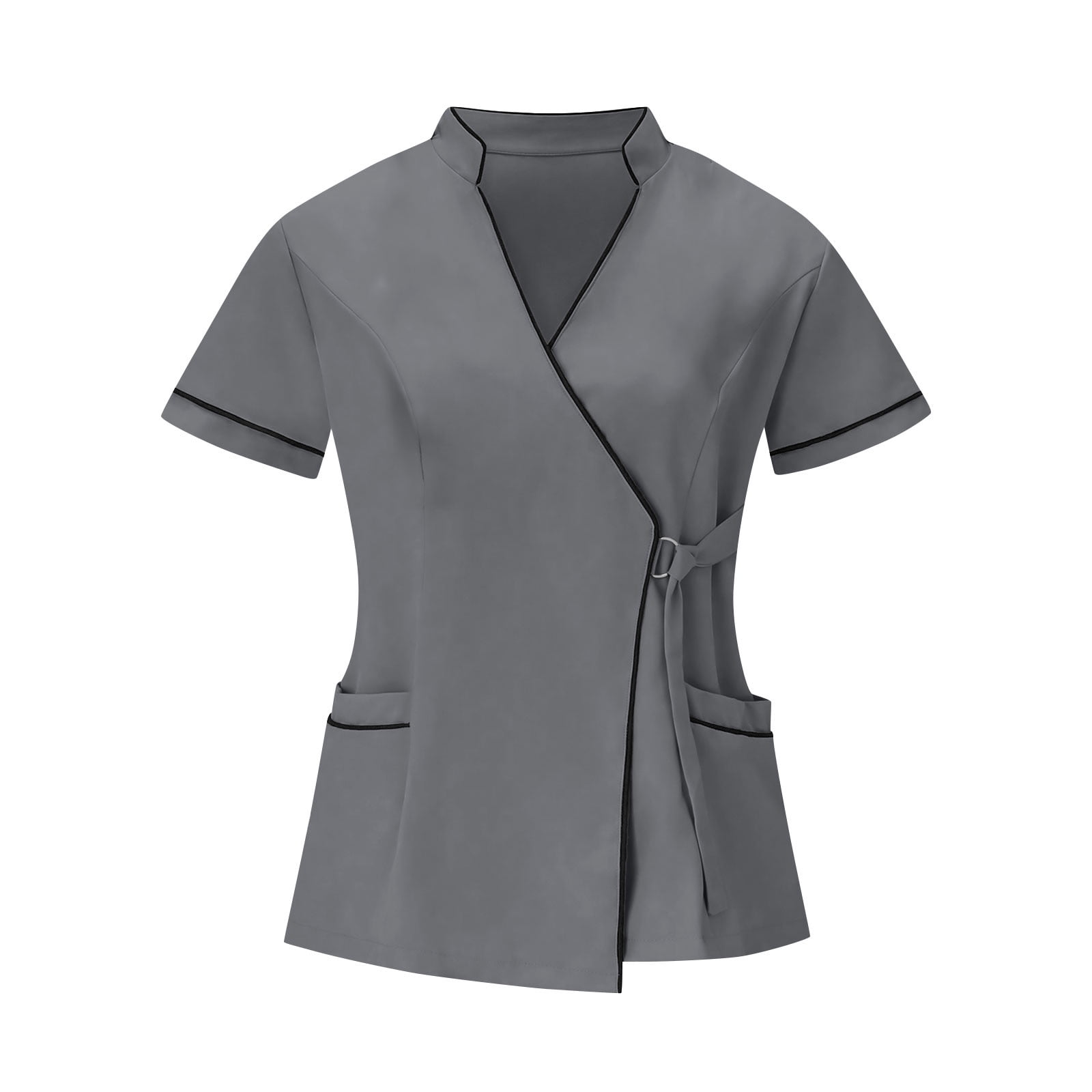 Agkizg Women's V Neck Short Sleeve Nurse Scrubed Cardigan Healthcare ...