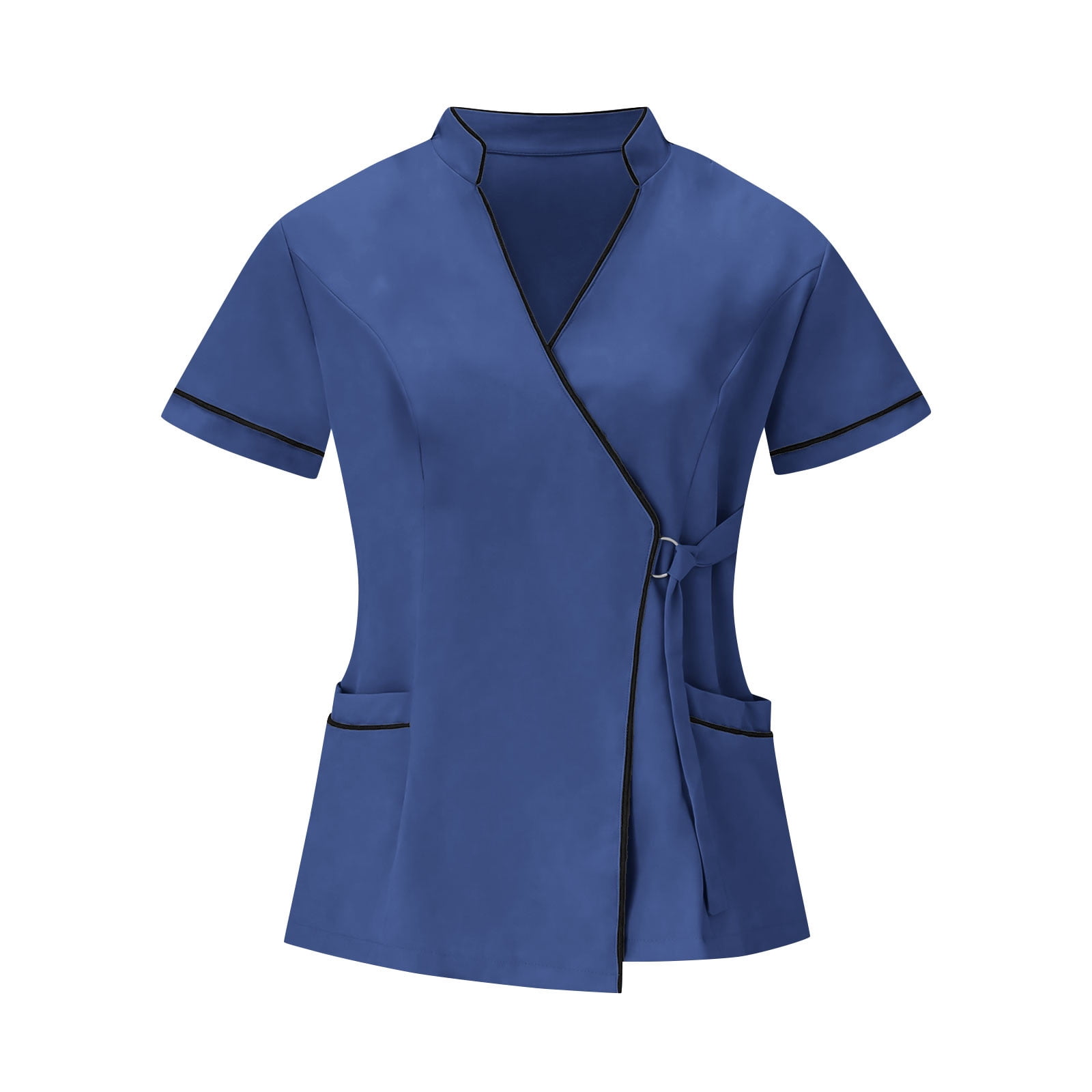 Agkizg Women's V Neck Short Sleeve Nurse Scrubed Cardigan Healthcare ...