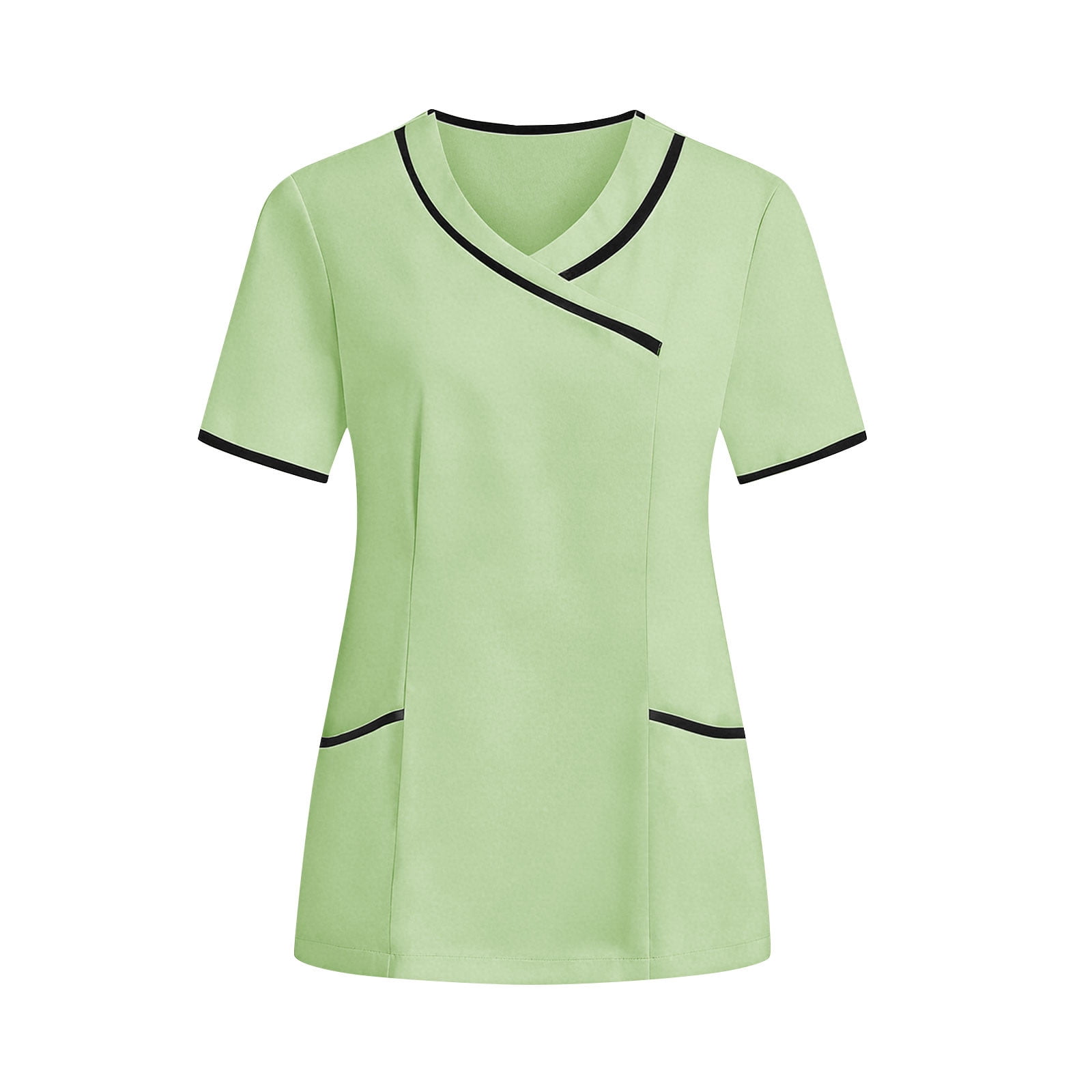 Agkizg Women's V Neck Short Sleeve Scrubed Top Nurse Healthcare Uniform ...