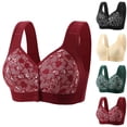 Agkizg Women's Wireless Bra Front Closure Push Up Lace Unlined Daily ...