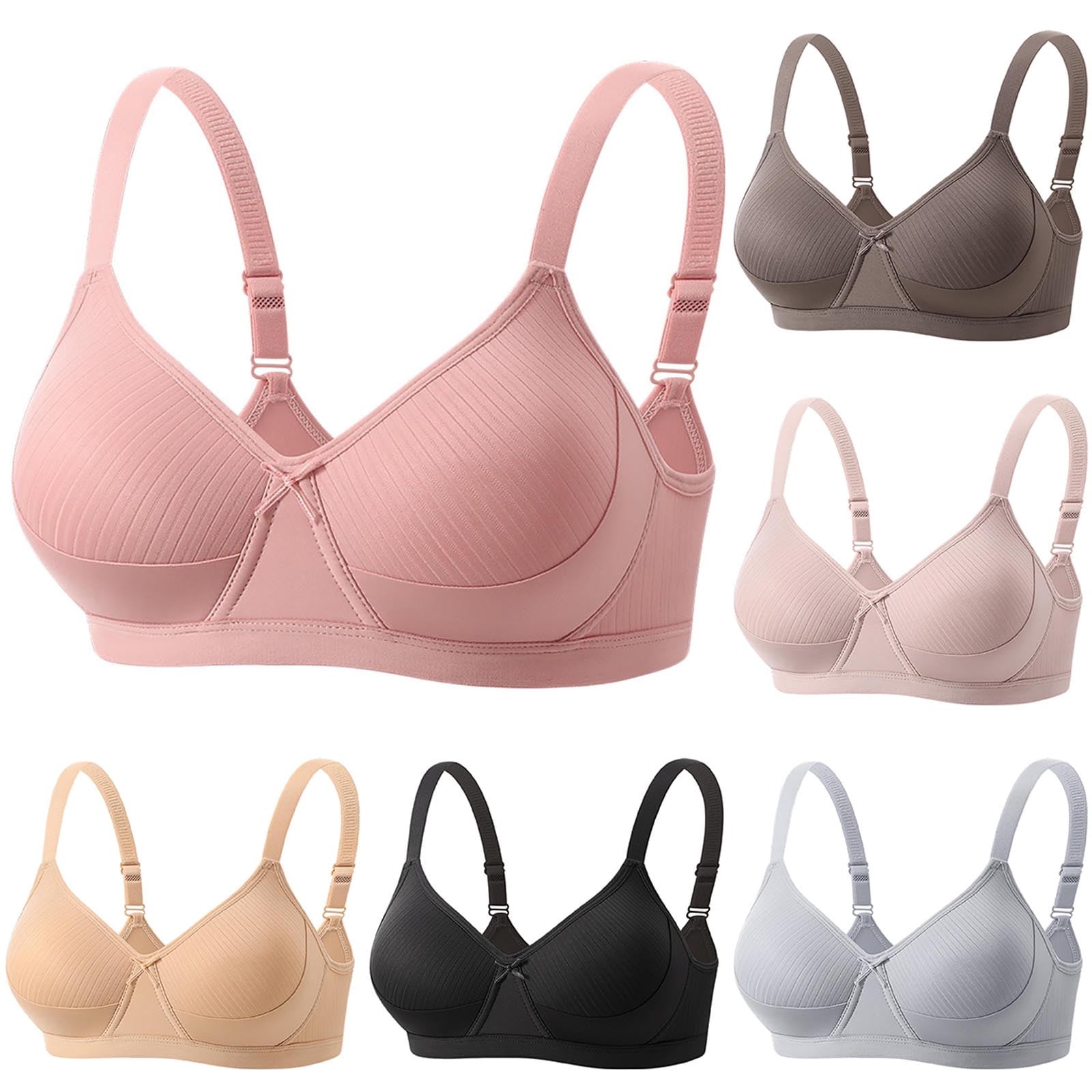 Agkizg Women's Wireless Bra Lightly Lined Push Up Soft Cup Comfortable ...