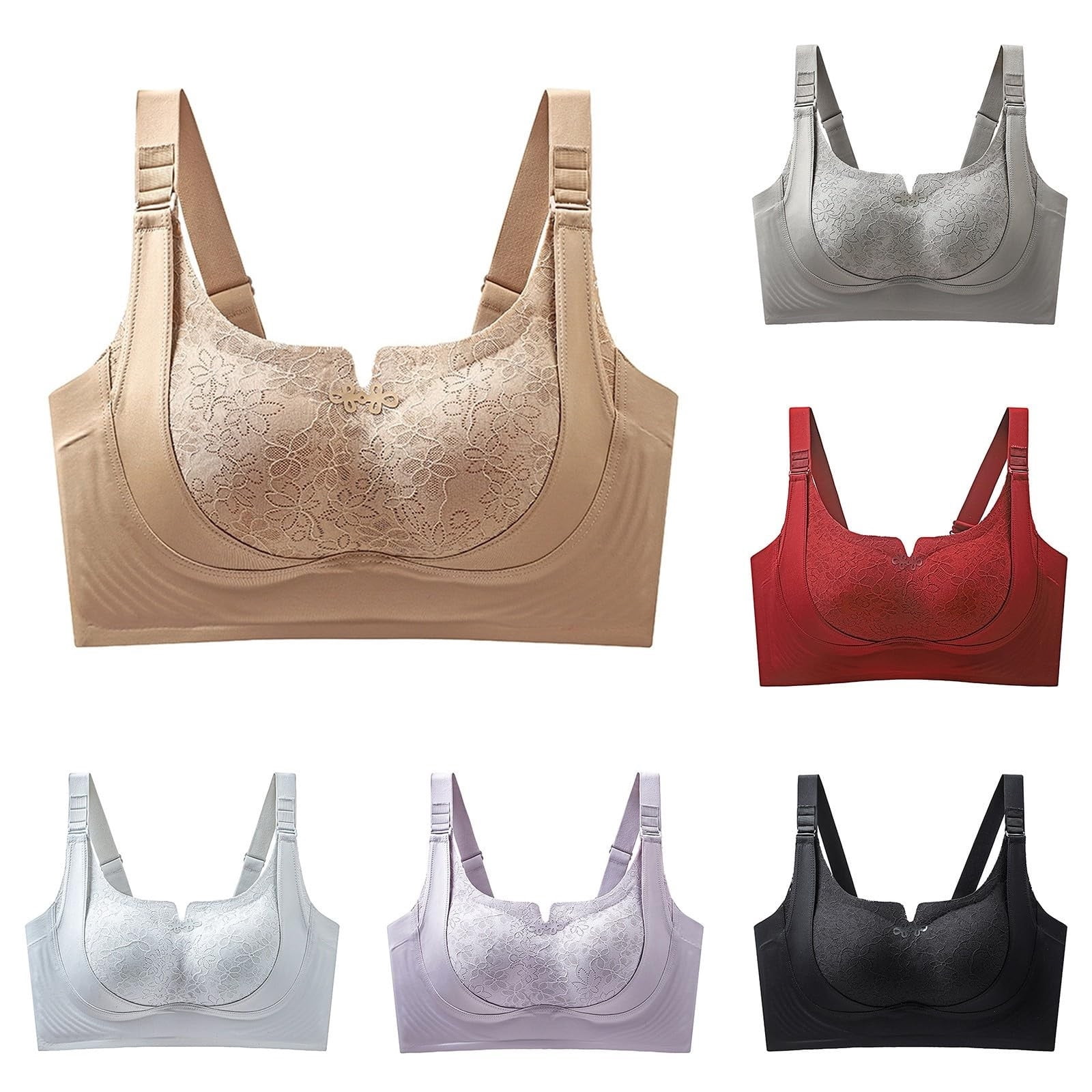 Agkizg Women's Wireless Bra Side Support Push Up Lift Seamless ...