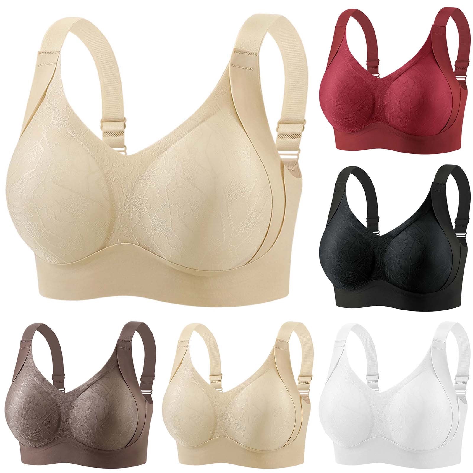 Agkizg Women's Wireless Push Up Bra 3 Hooks Lightweight Lace Unlined ...