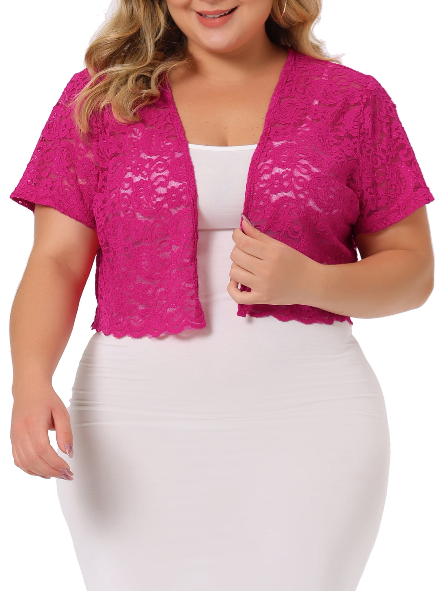 Agnes Orinda Plus Size Bolero Shrugs for Women Open Front Short Sleeve ...