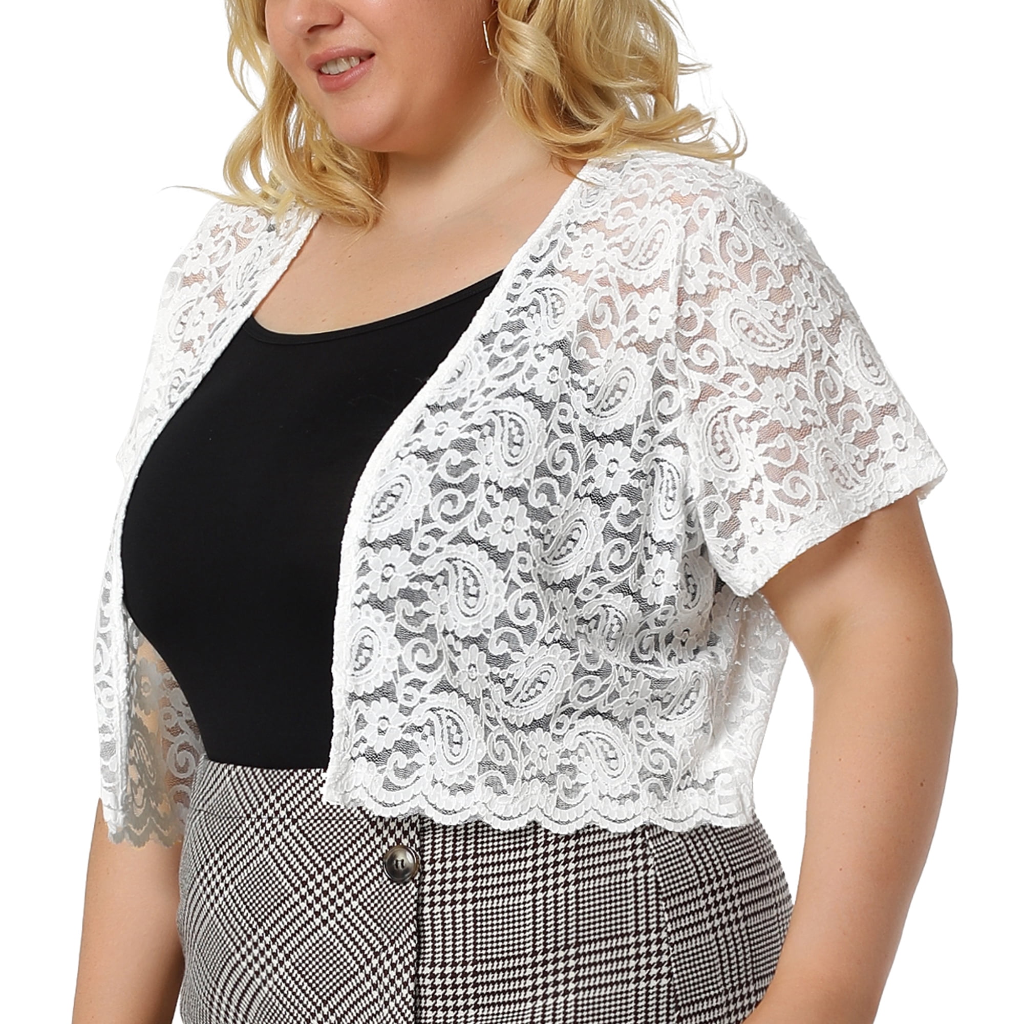Agnes Orinda Plus Size Bolero Shrugs for Women Open Front Short Sleeve ...