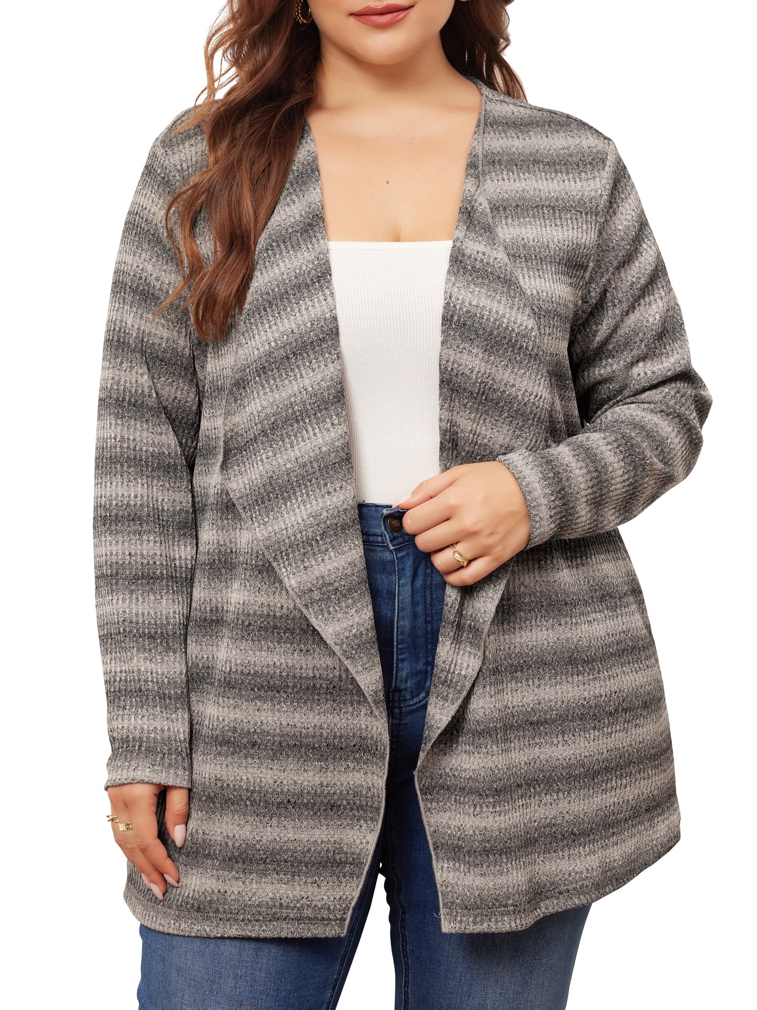 Agnes Orinda Plus Size Cardigan for Women Long Sleeve Casual ...