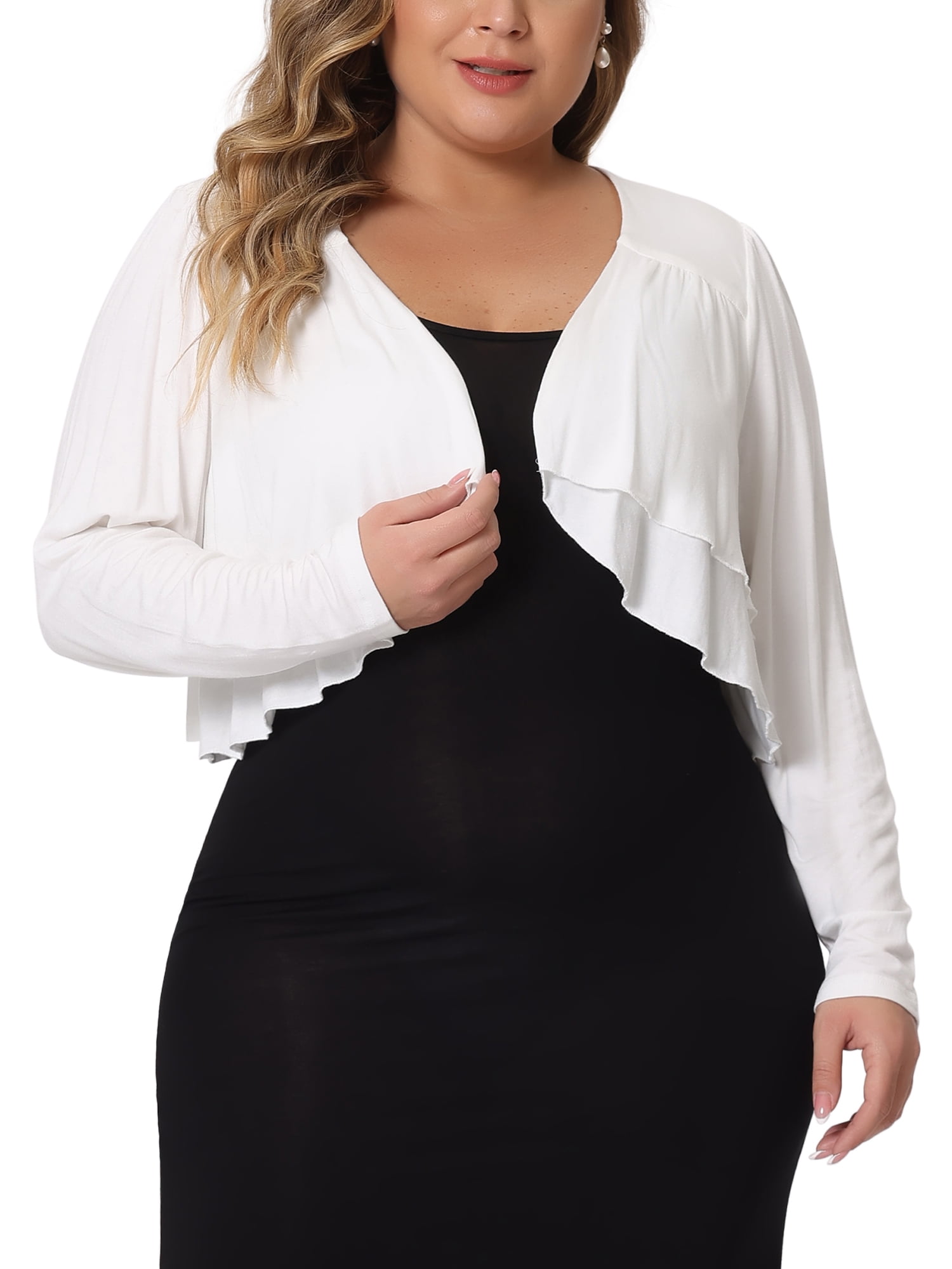 Agnes Orinda Plus Size Cardigan for Women Long Sleeve Open Front ...