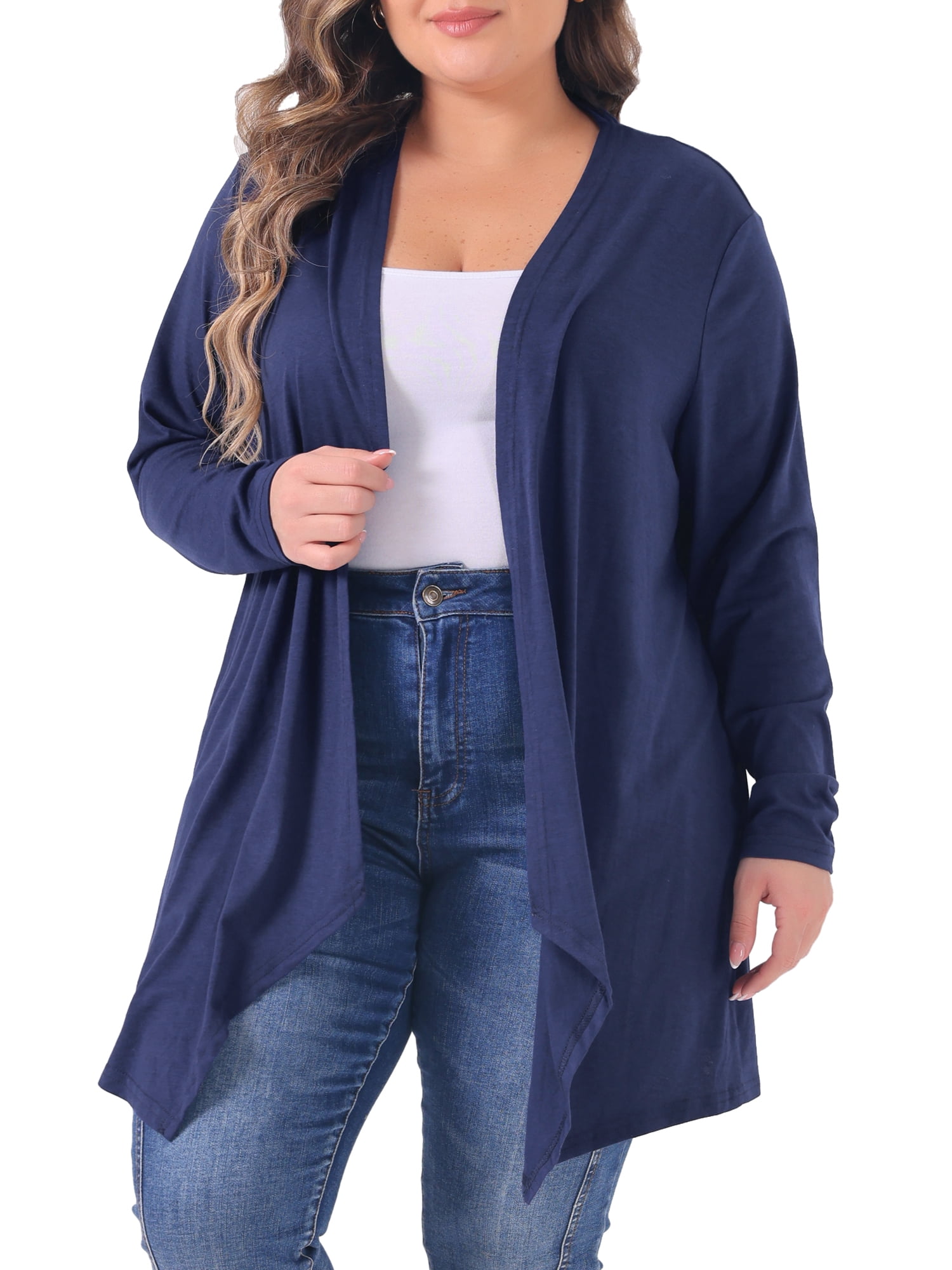 Agnes Orinda Plus Size Cardigan for Women Long Sleeve Open Front Lightweight High Low Hem Draped ...