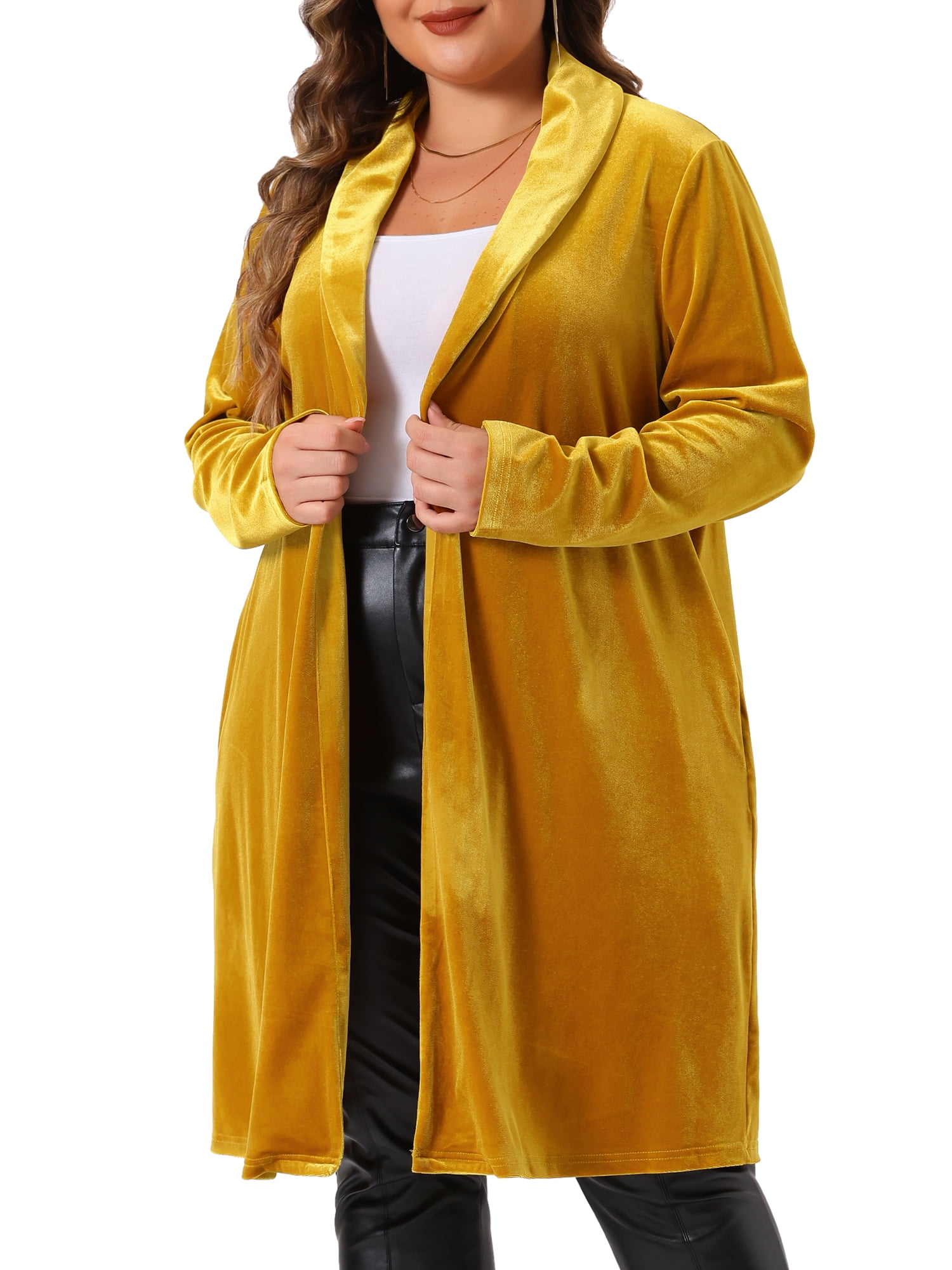 Agnes Orinda Plus Size Cardigan for Women Velvet Blazer Jackets Open ...