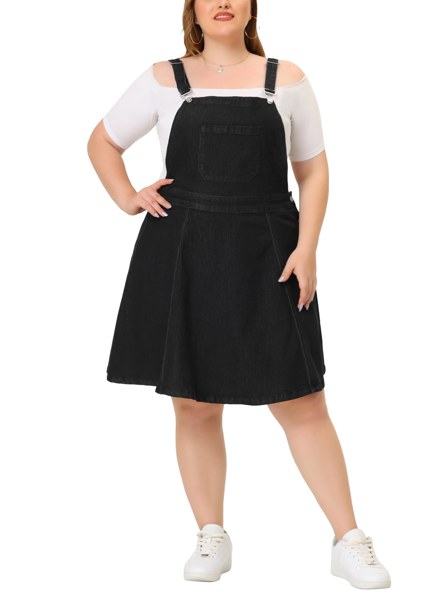 Agnes Orinda Plus Size Denim Overall Dress for Women Jeans Jumpers ...