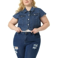 Agnes Orinda Women's Plus Size Button Front Work Crop Short Sleeves ...