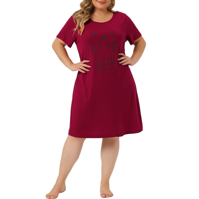Agnes Orinda Plus Size Nightgowns For Women Cat Prints Short Sleeves