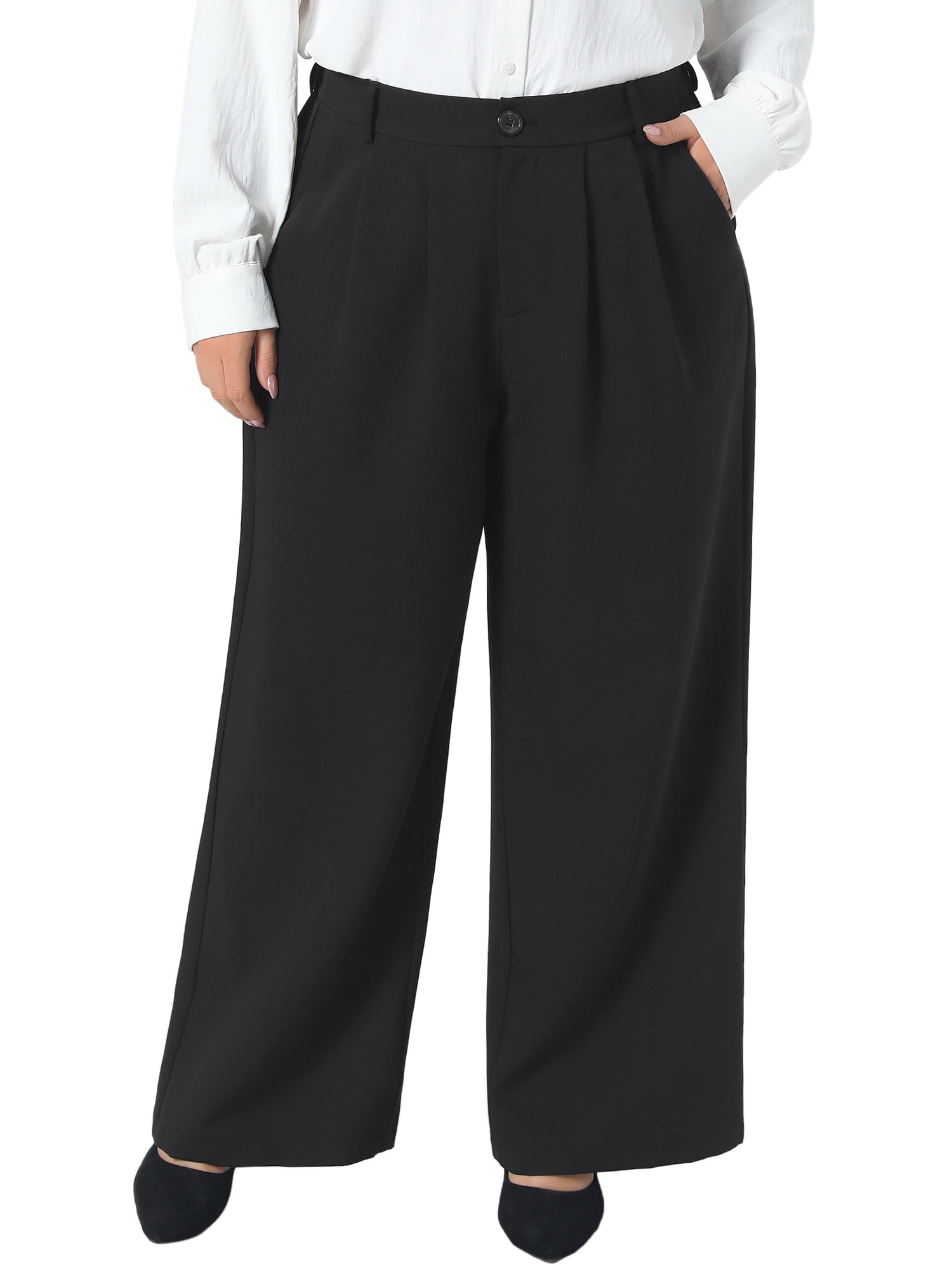 Agnes Orinda Plus Size Pants for Women High Elastic Waisted Business ...