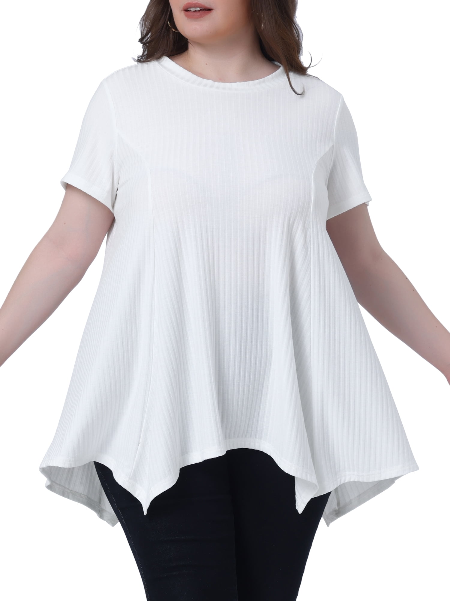 Agnes Orinda Women's Plus Size Tunic Tops Summer Crew Neck Flowy Swing ...