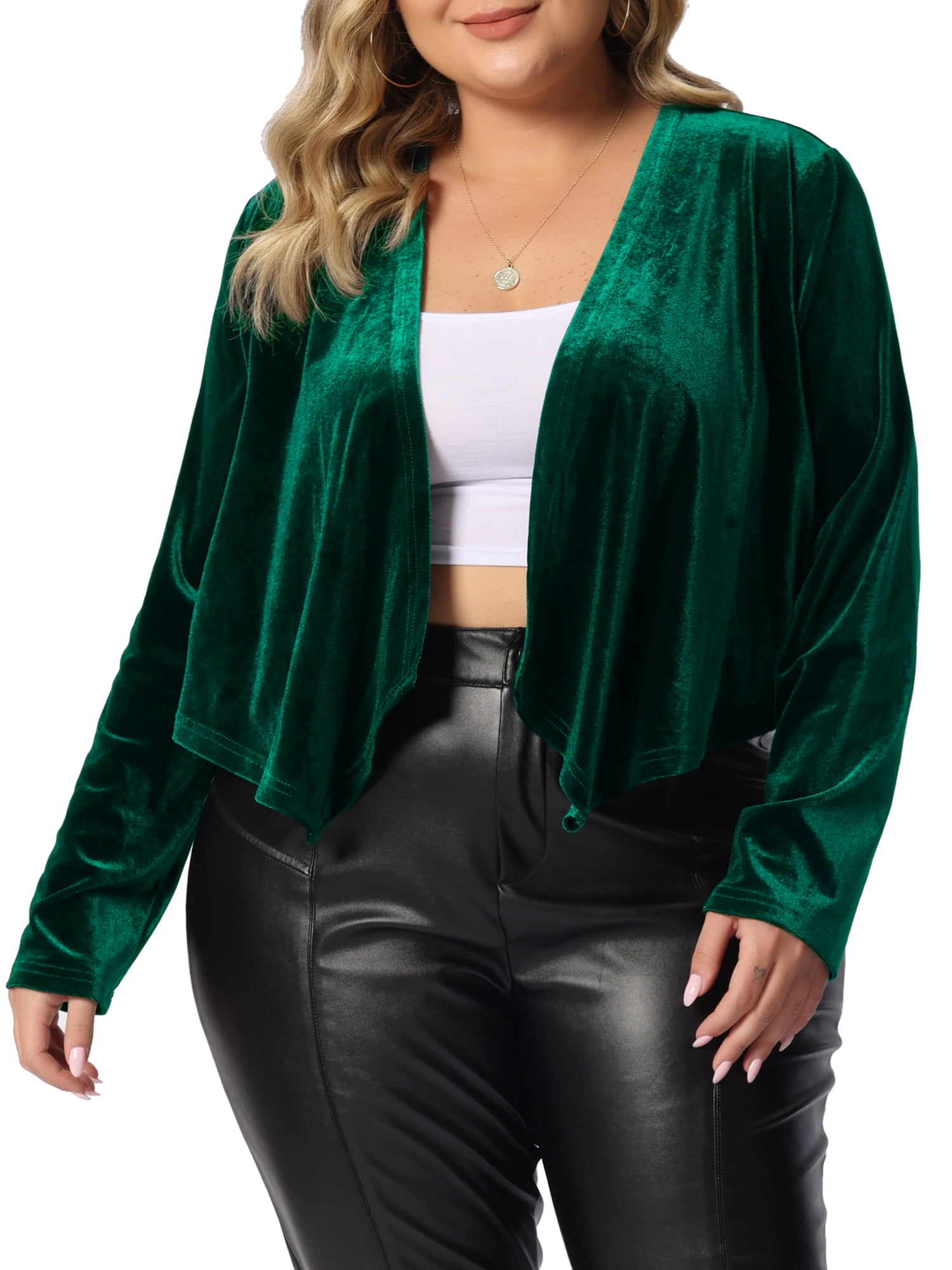 Agnes Orinda Women's Plus Size Velvet Cardigan Open Front Long Sleeve ...