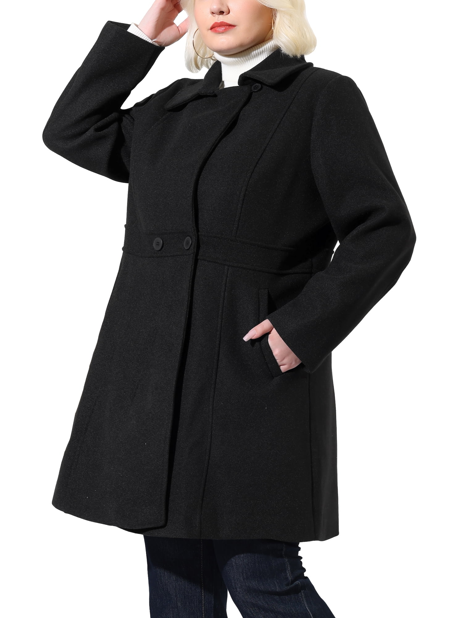 Agnes Orinda Women's Plus Size Winter Coats Notched Lapel Single ...