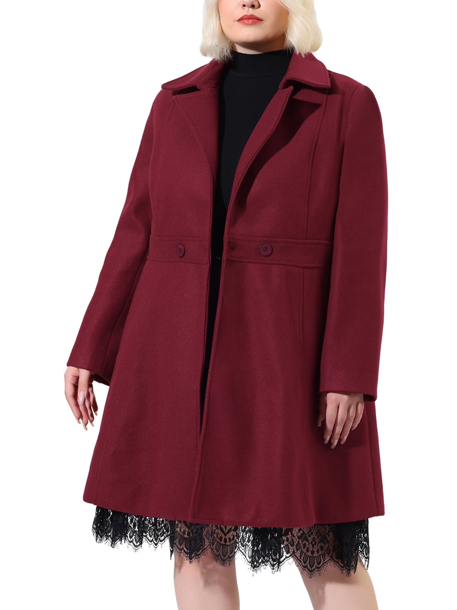 Agnes Orinda Women's Plus Size Winter Coats Notched Lapel Single ...