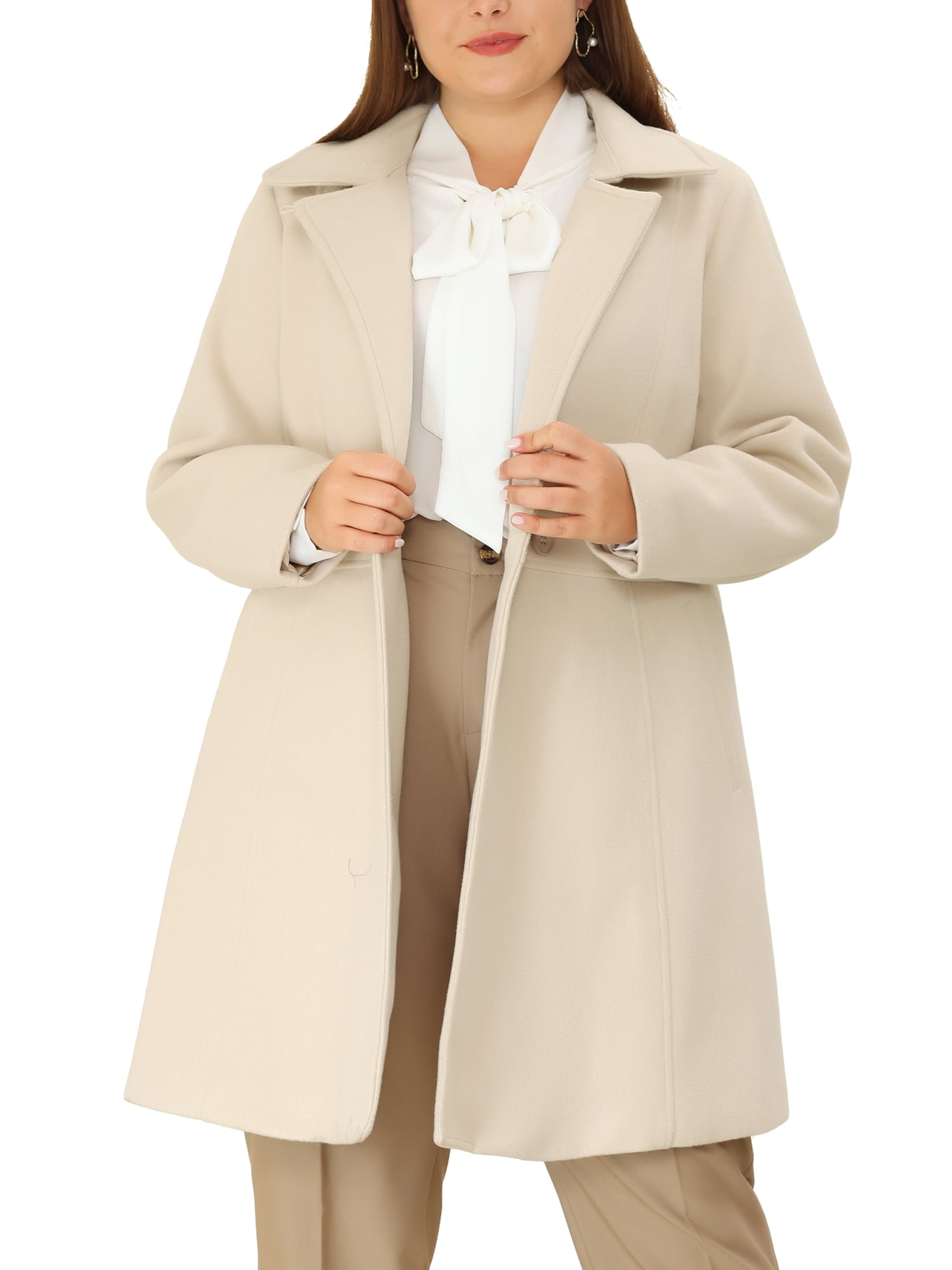 Agnes Orinda Women's Plus Size Coats Notched Lapel Single Breasted ...