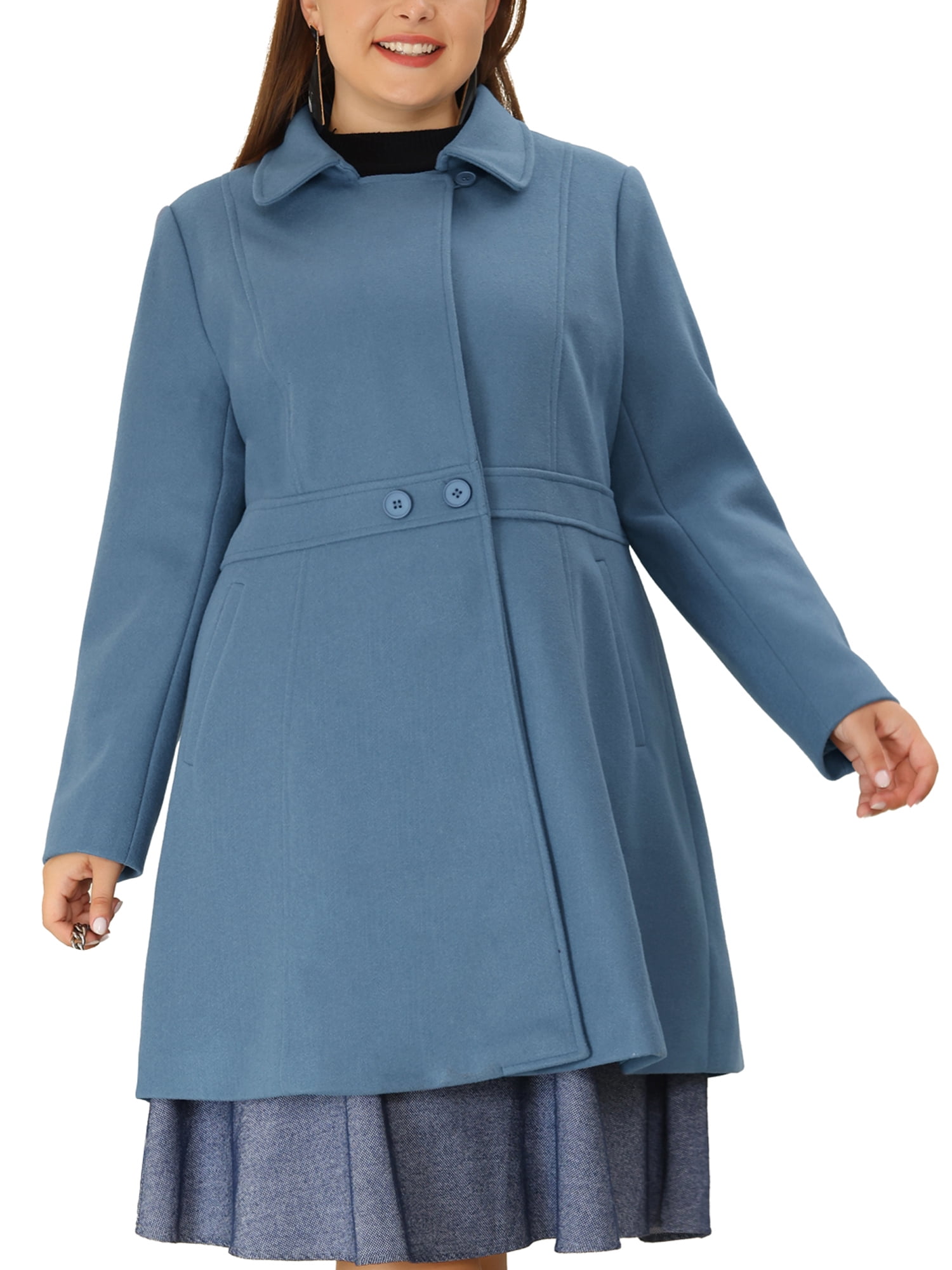 Agnes Orinda Women's Plus Size Winter Coats Notched Lapel Single ...