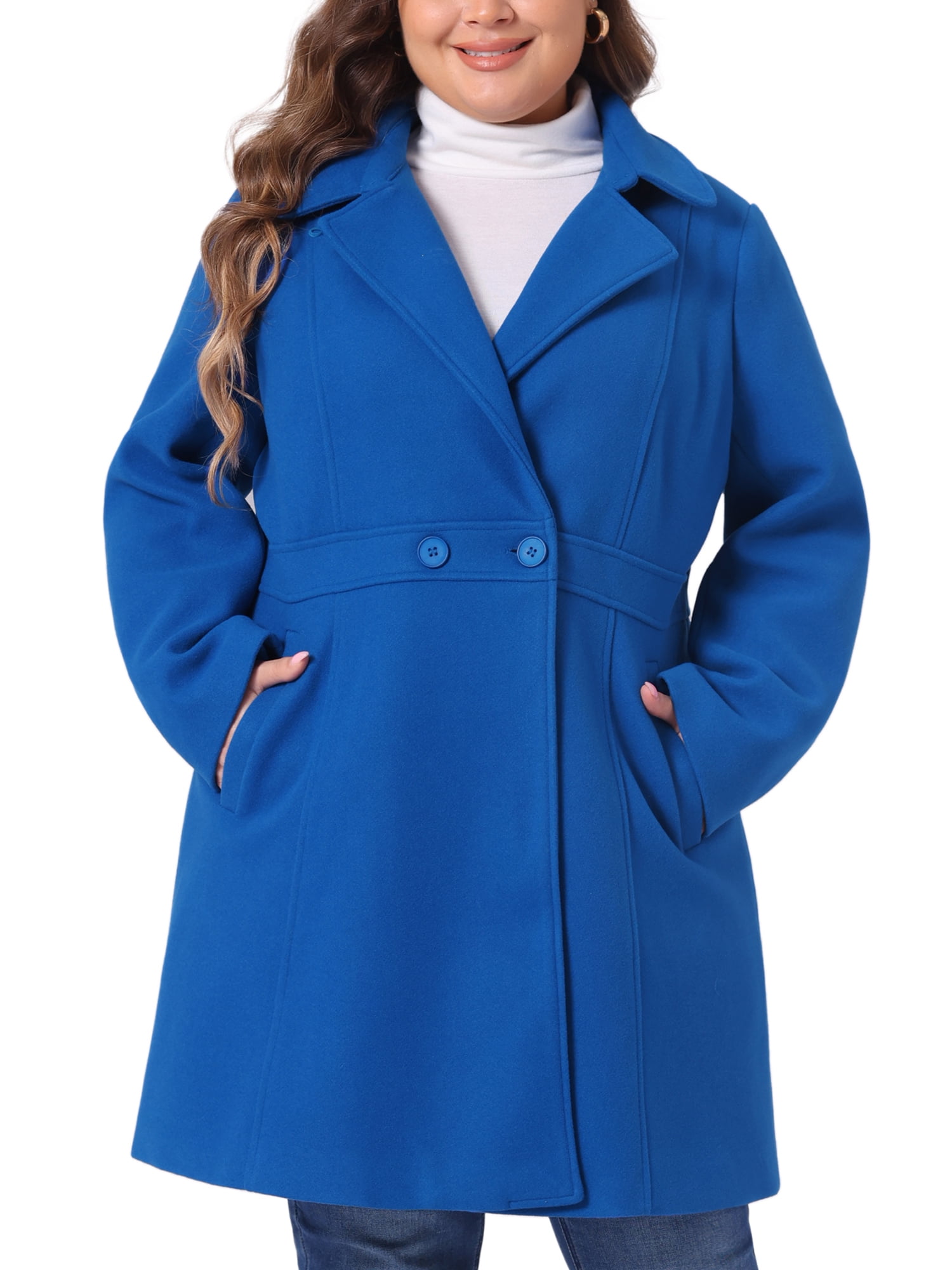 Agnes Orinda Women's Plus Size Winter Coats Notched Lapel Single ...