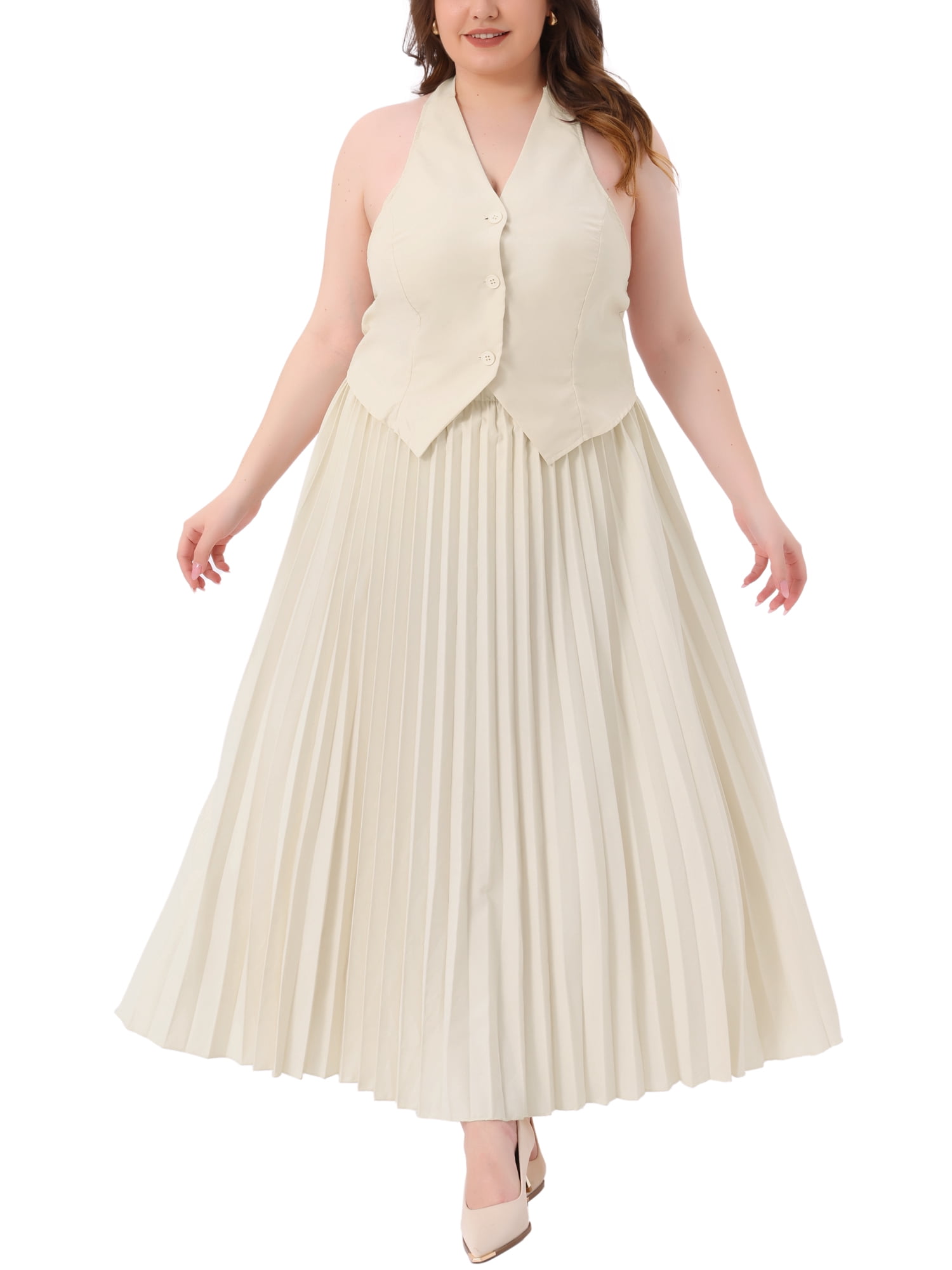 Agnes Orinda Women's Plus Size 2 Piece Elegant Suit Outfit Halter ...