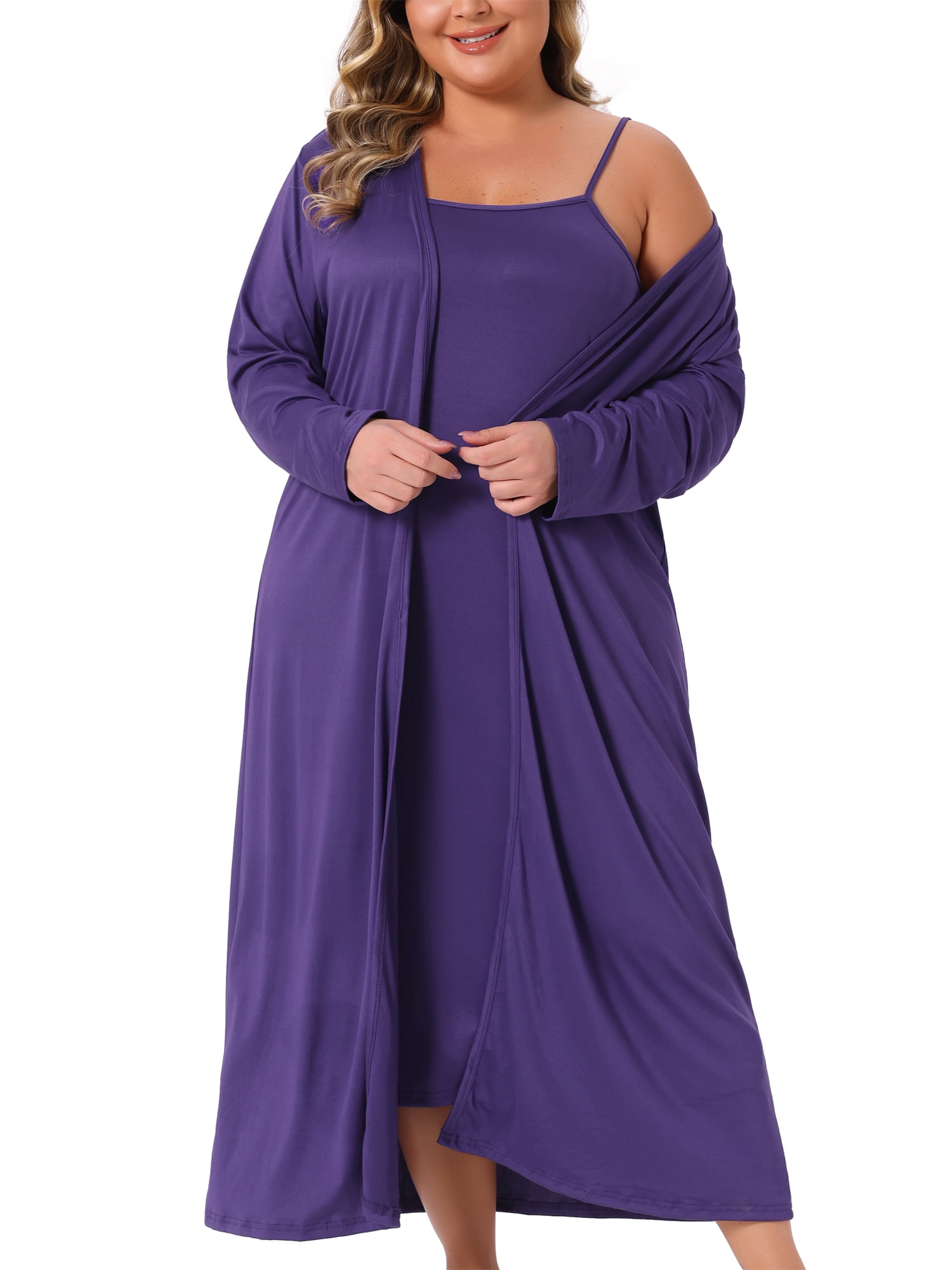 Agnes Orinda Women's Plus Size 2 Piece Nightgown with Robes Set ...