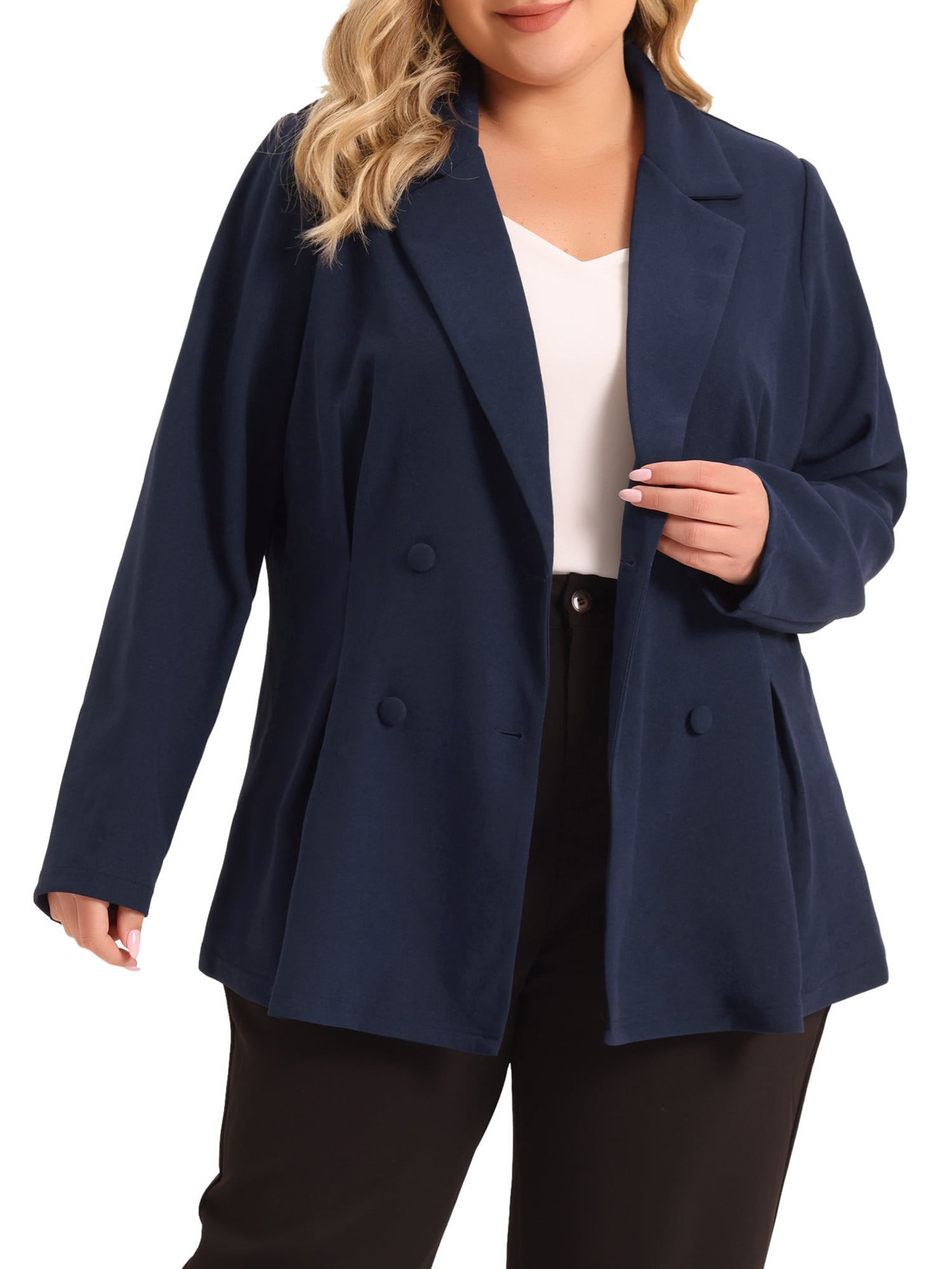 Agnes Orinda Women' s Plus Size Blazer Lapel Work Double Breasted ...