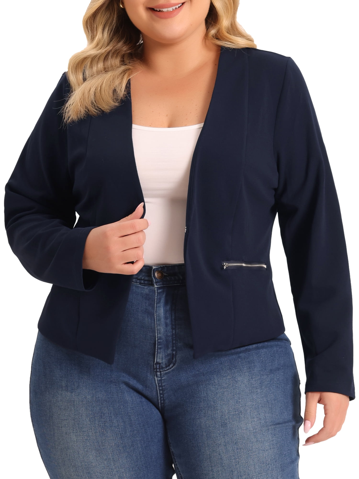 Agnes Orinda Women's Plus Size Blazer for Women Work Office Zip Lapel ...