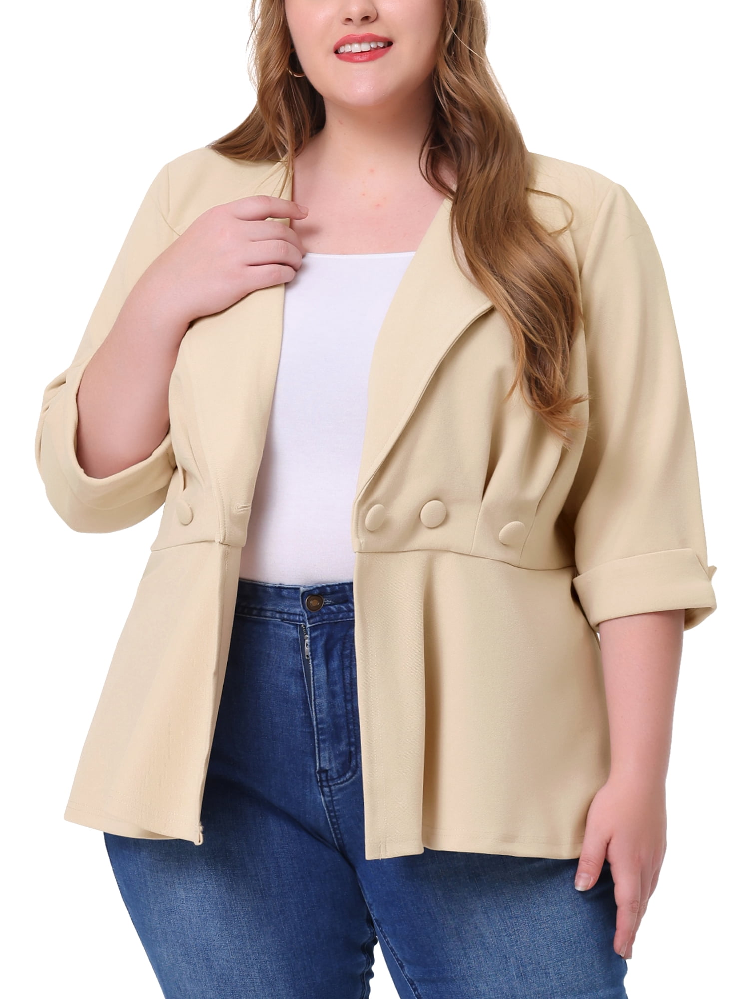 Agnes Orinda Women's Plus Size Blazers Notched Lapel Wear-to-Work ...