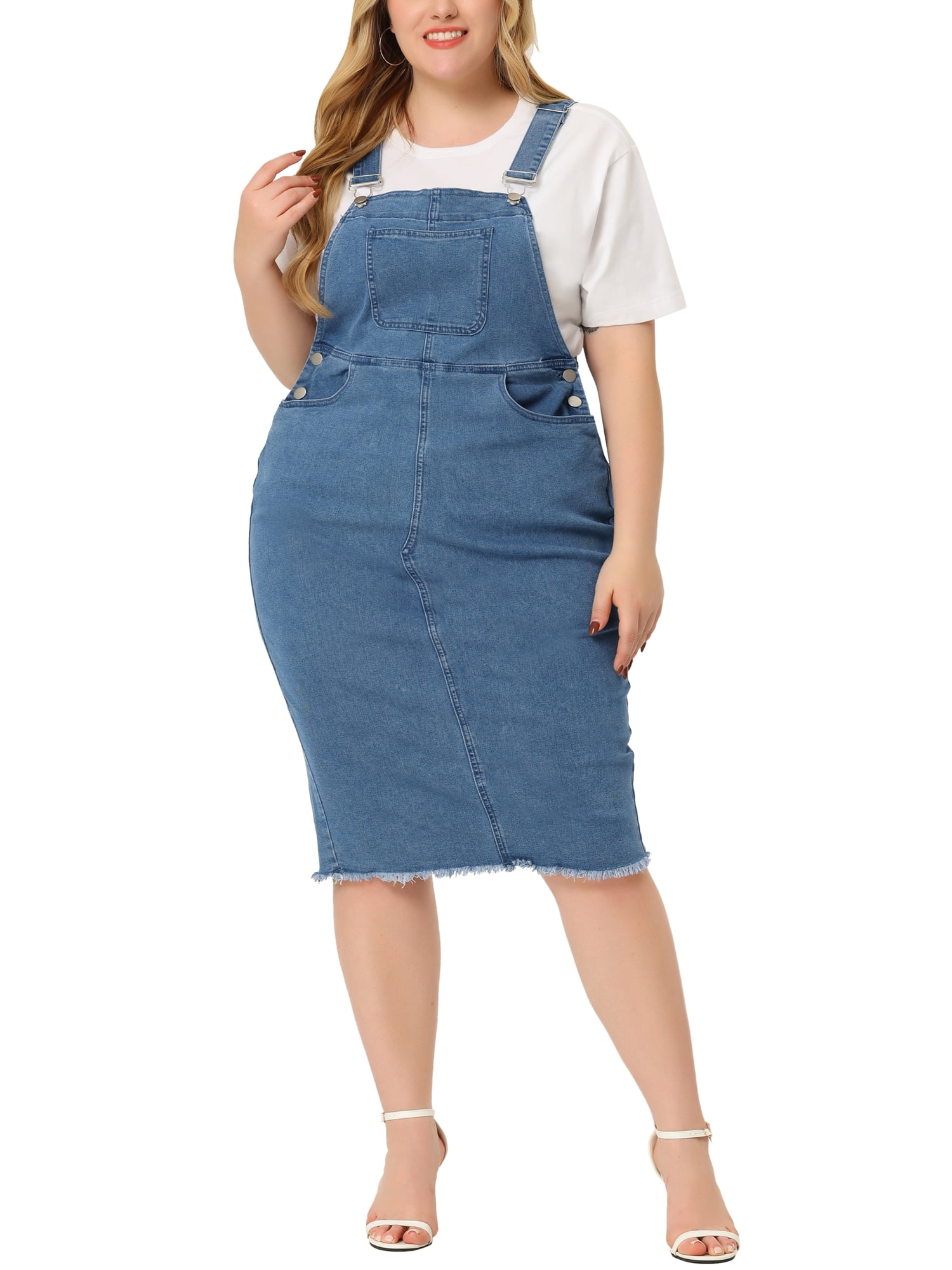 Agnes Orinda Women's Plus Size Adjustable Strap Back Slit Overall ...