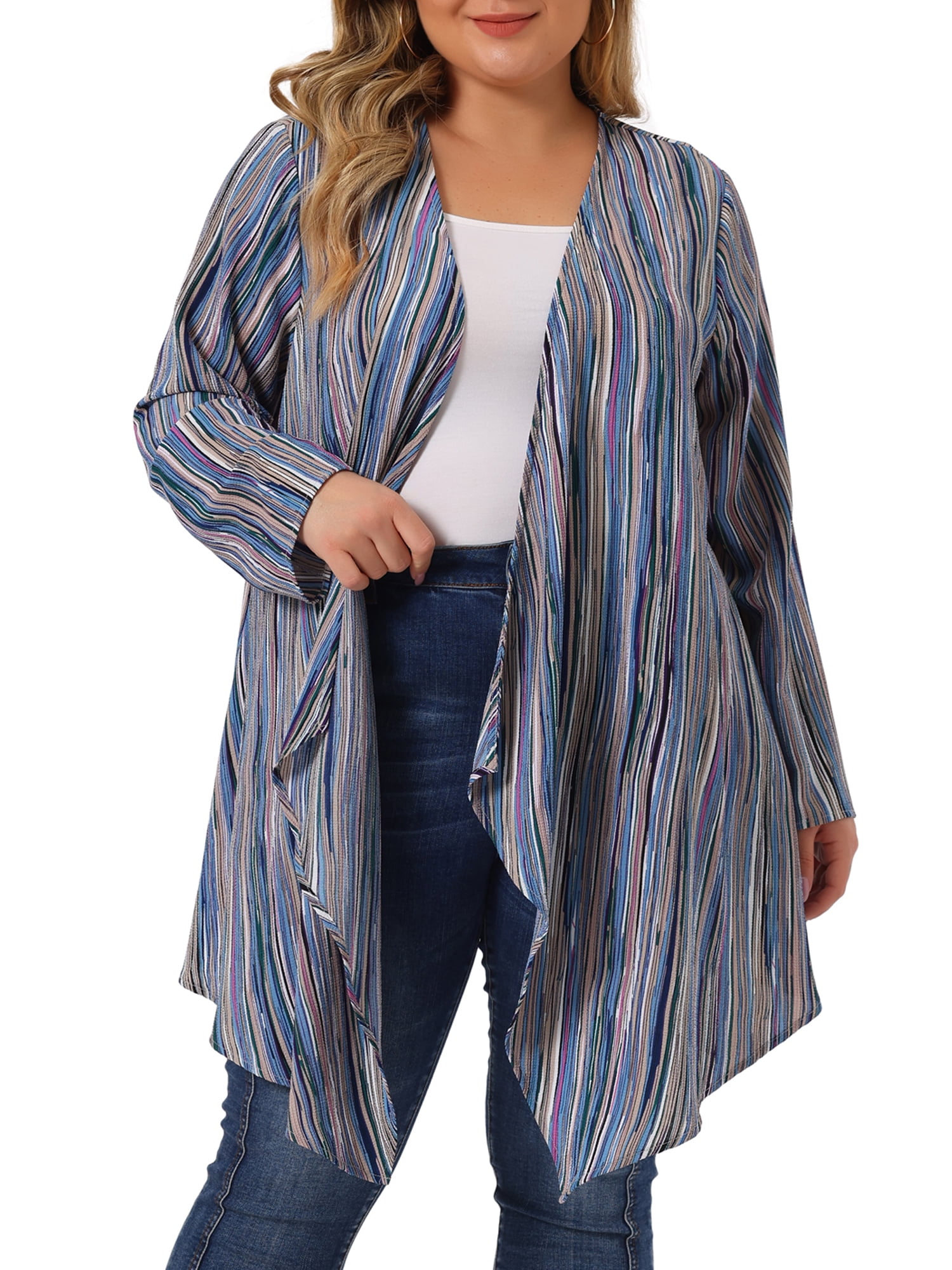 Agnes Orinda Women's Plus Size Boho Striped Draped Flowy Cover up ...