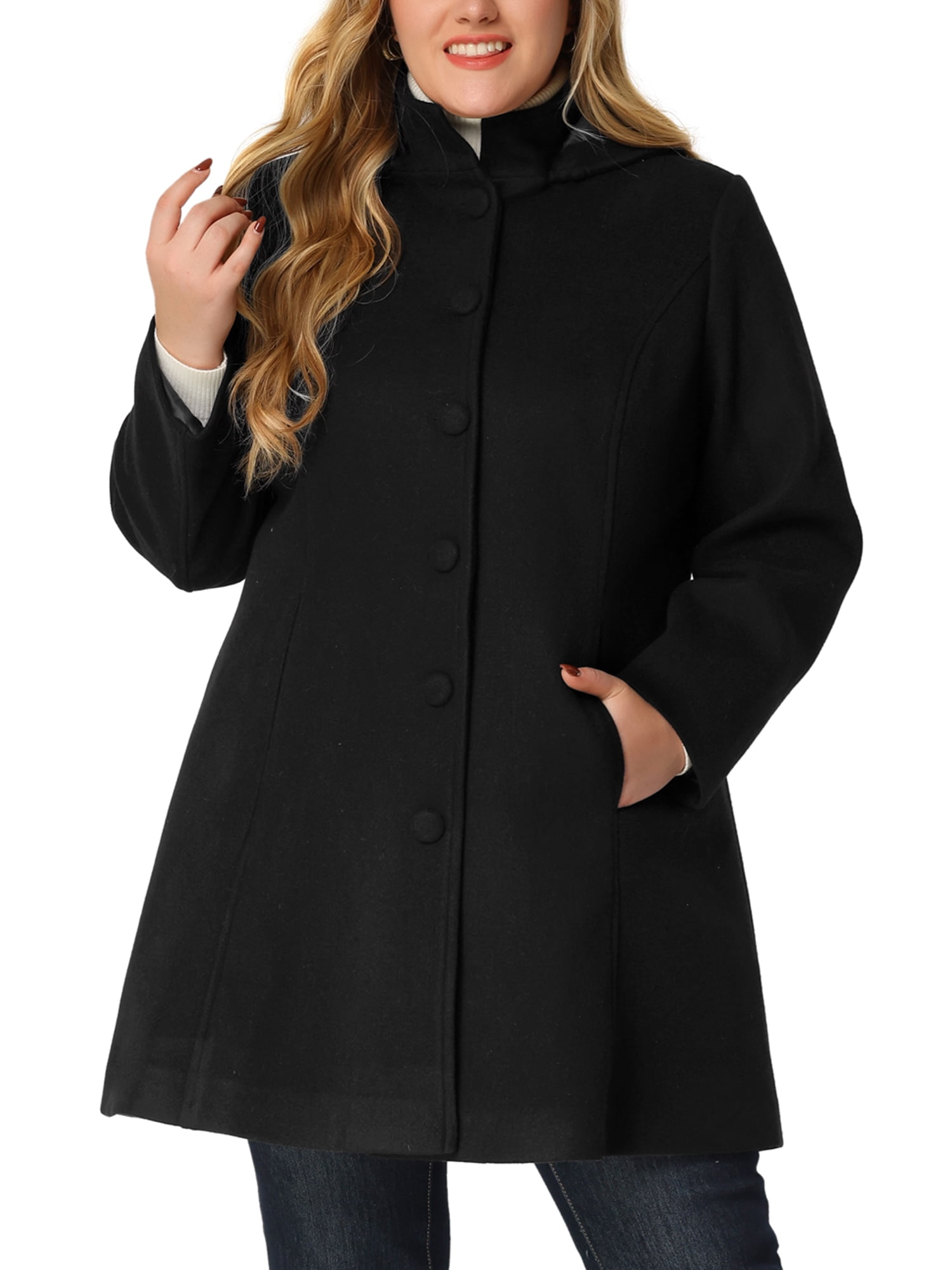 Agnes Orinda Women's Plus Size Detachable Hooded Jacket Elegant ...