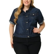 Agnes Orinda Women's Plus Size Classic Denim Jacket with Buttons, Long Sleeve Jean Jackets ...