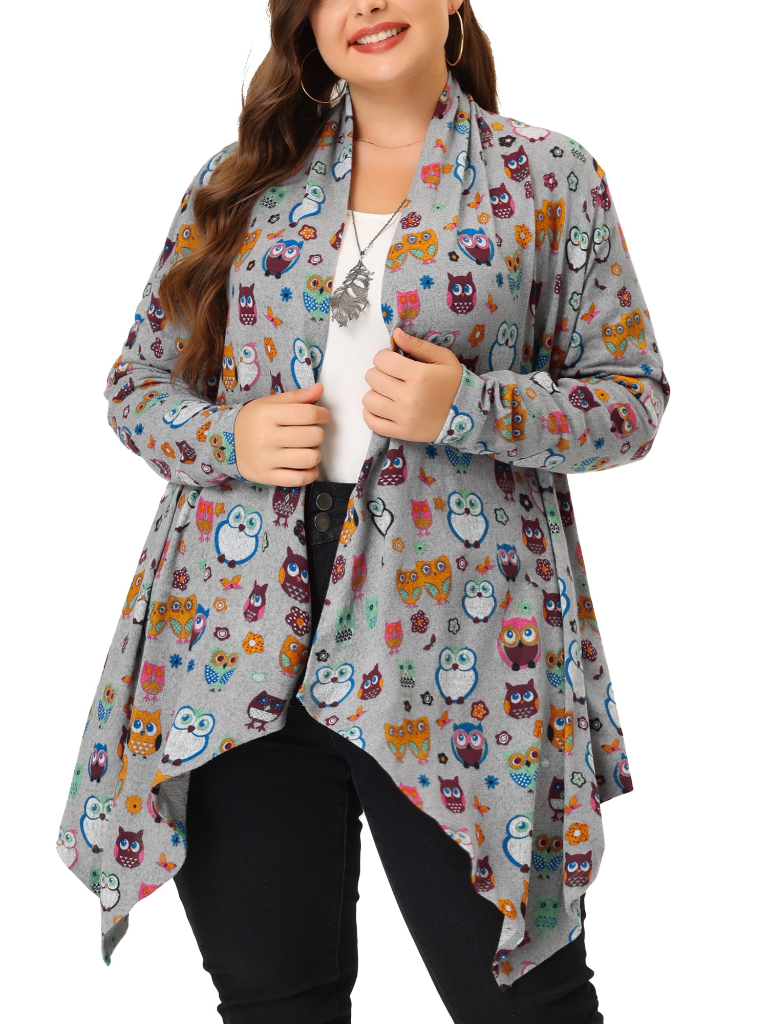 Agnes Orinda Women's Plus Size Cardigan Flowy Loose Open Front Fall ...