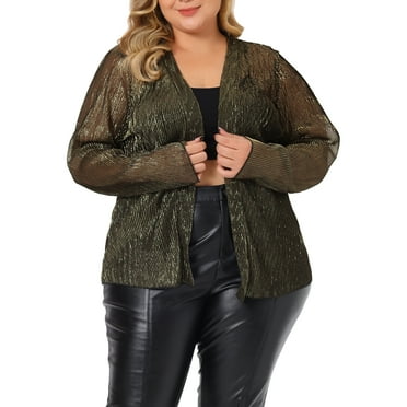 Agnes Orinda Women's Plus Size Cardigans Sheer Open Front 3/4 Sleeve ...