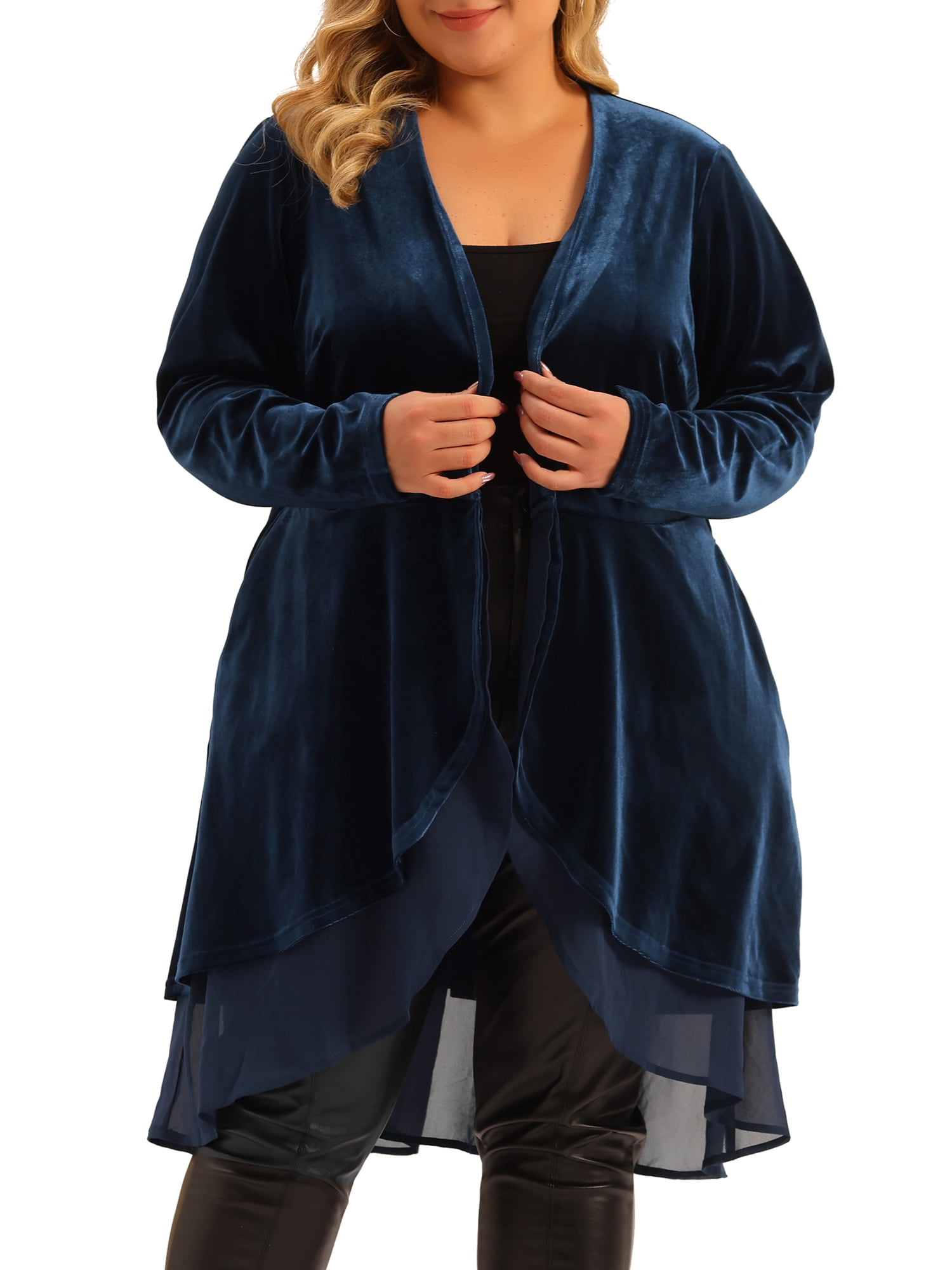 Agnes Orinda Women's Plus Size Cardigan Ruffled Asymmetric Open Front ...
