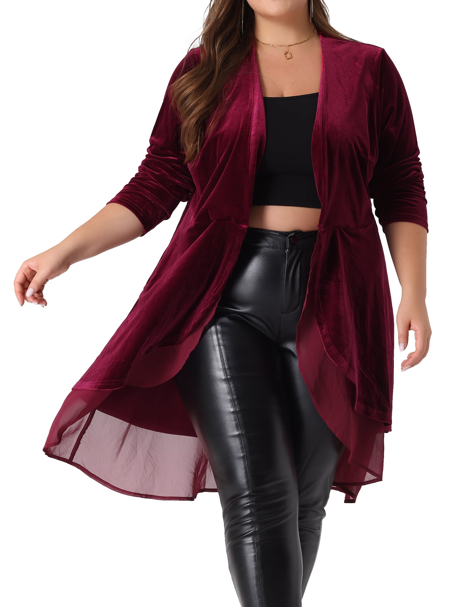 Agnes Orinda Women's Plus Size Cardigan Ruffled Asymmetric Open Front ...
